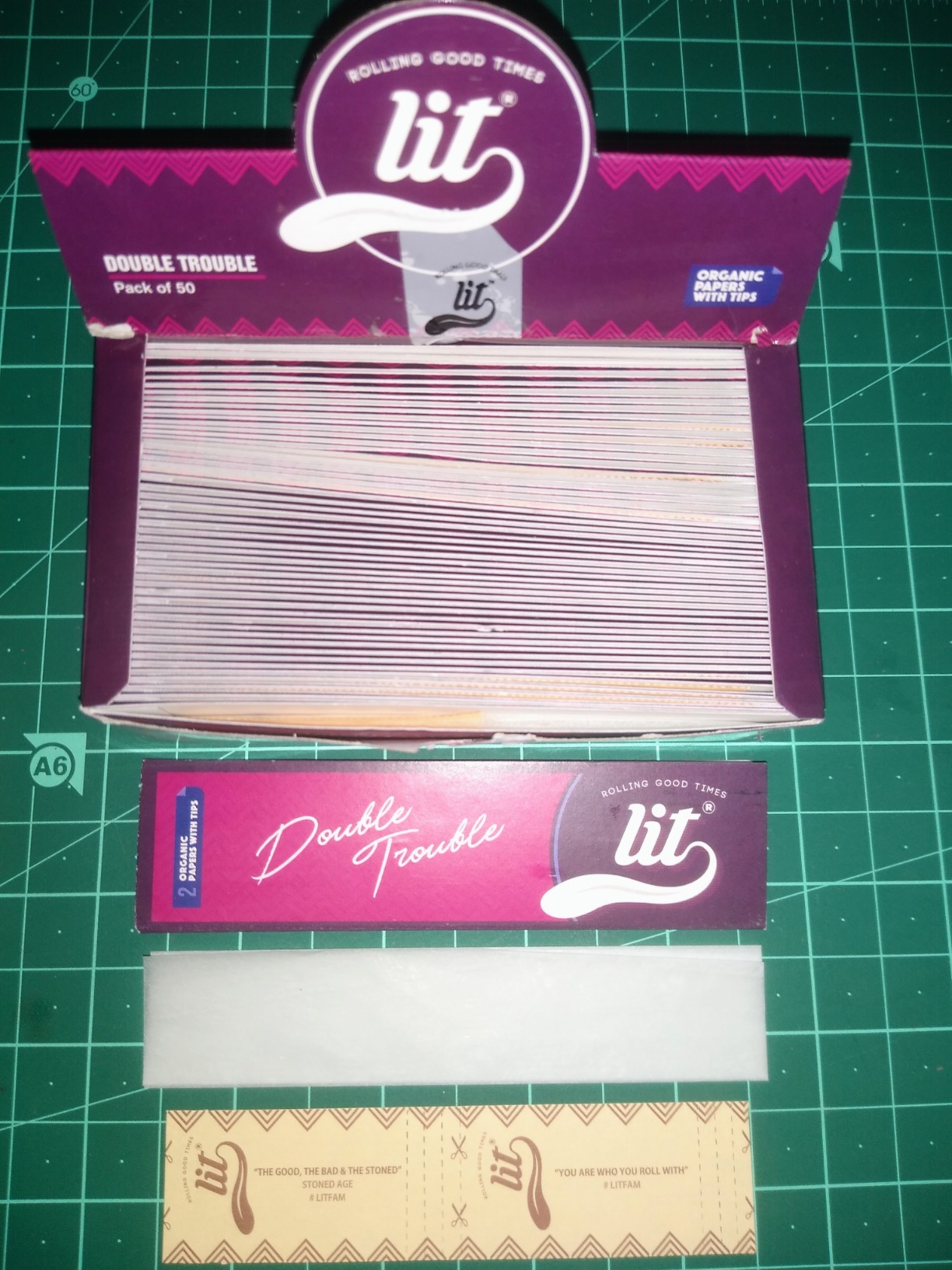 Buy LIT Rolling Paper Double Trouble White Organic Rice Paper with Tips ...