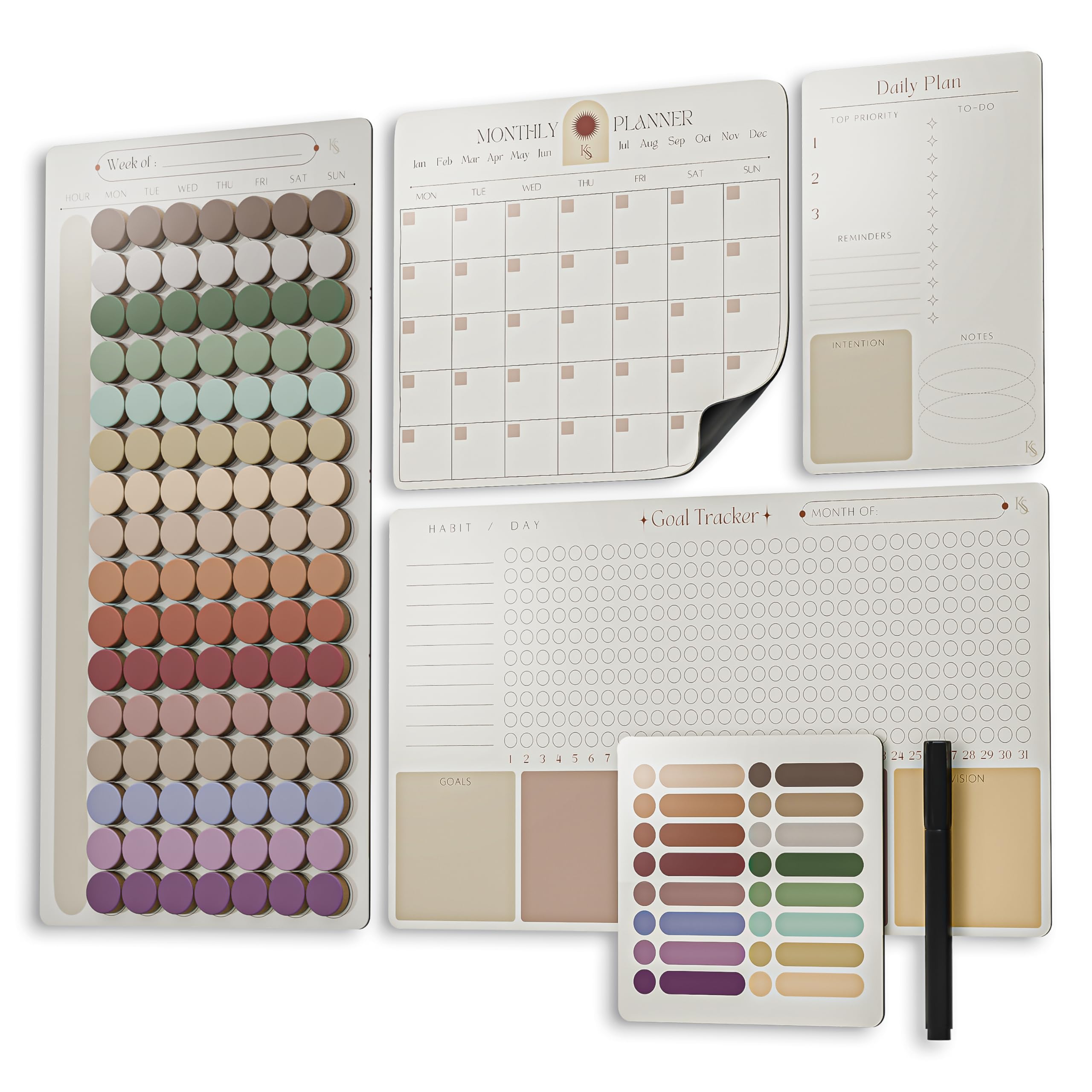 Premium Color-Coded Time Block Planner, Refrigerator Magnetic Planner ...