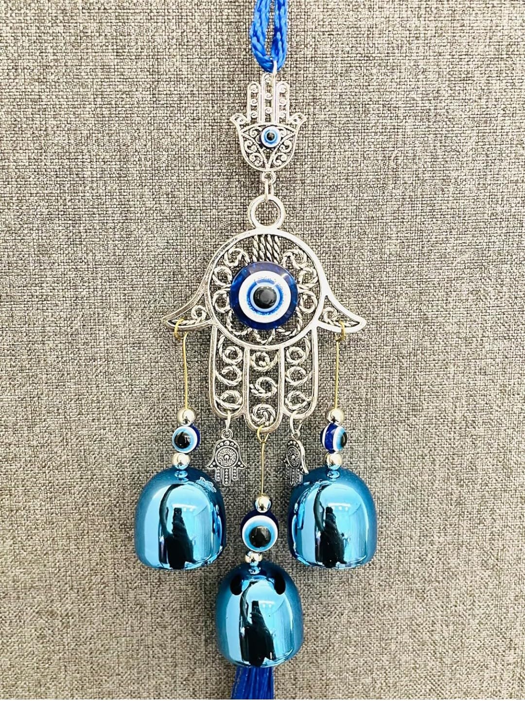 WS Evil Eye Wind Chime 3 Bells for Home & Office - Brings Positive ...