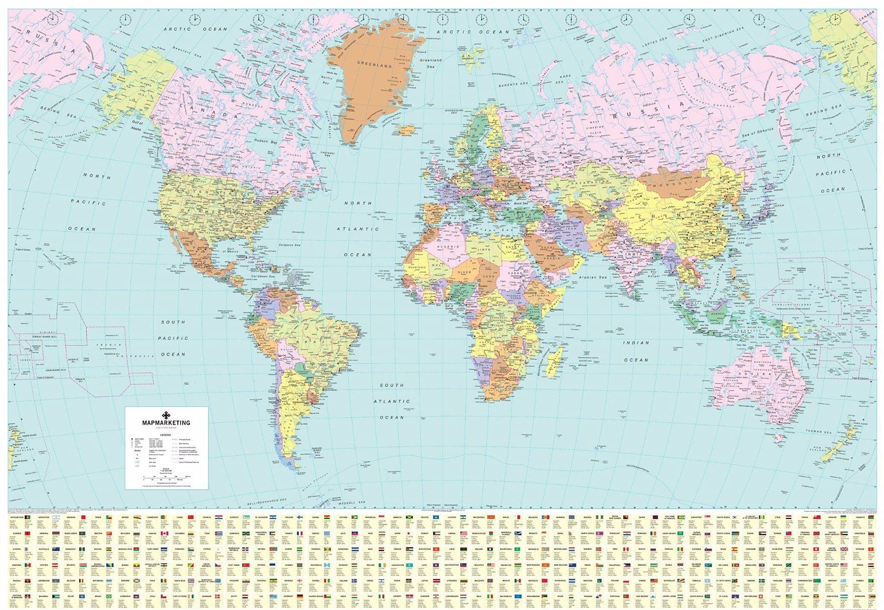Map Marketing Map Of The World Large Laminated World Map | Desertcart ...