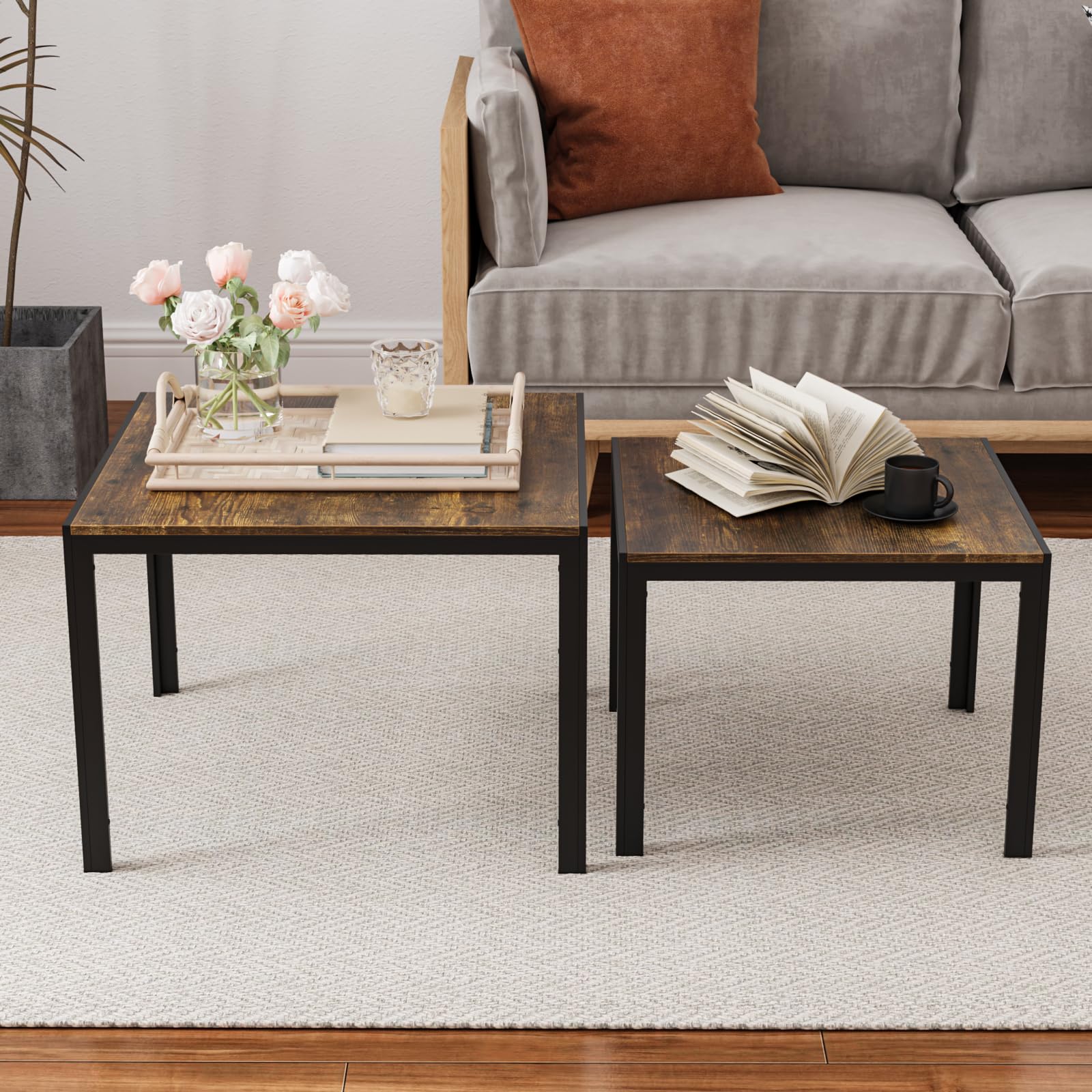 Snapklik.com : Smuxee Nesting Coffee Table Set Of 2, Square Modern ...