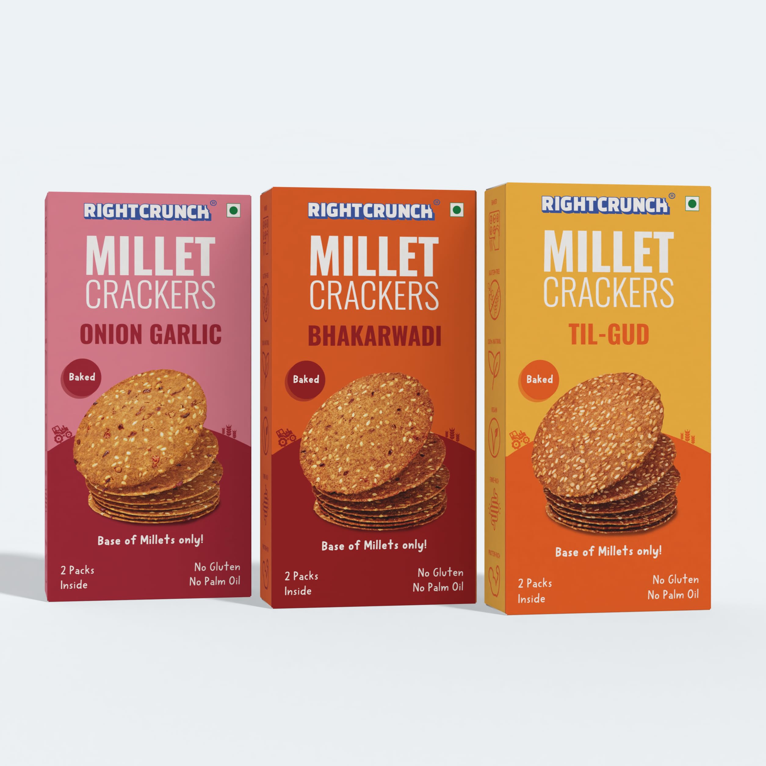 RIGHTCRUNCH Millet Crackers Gluten Free & Baked with High Protein ...