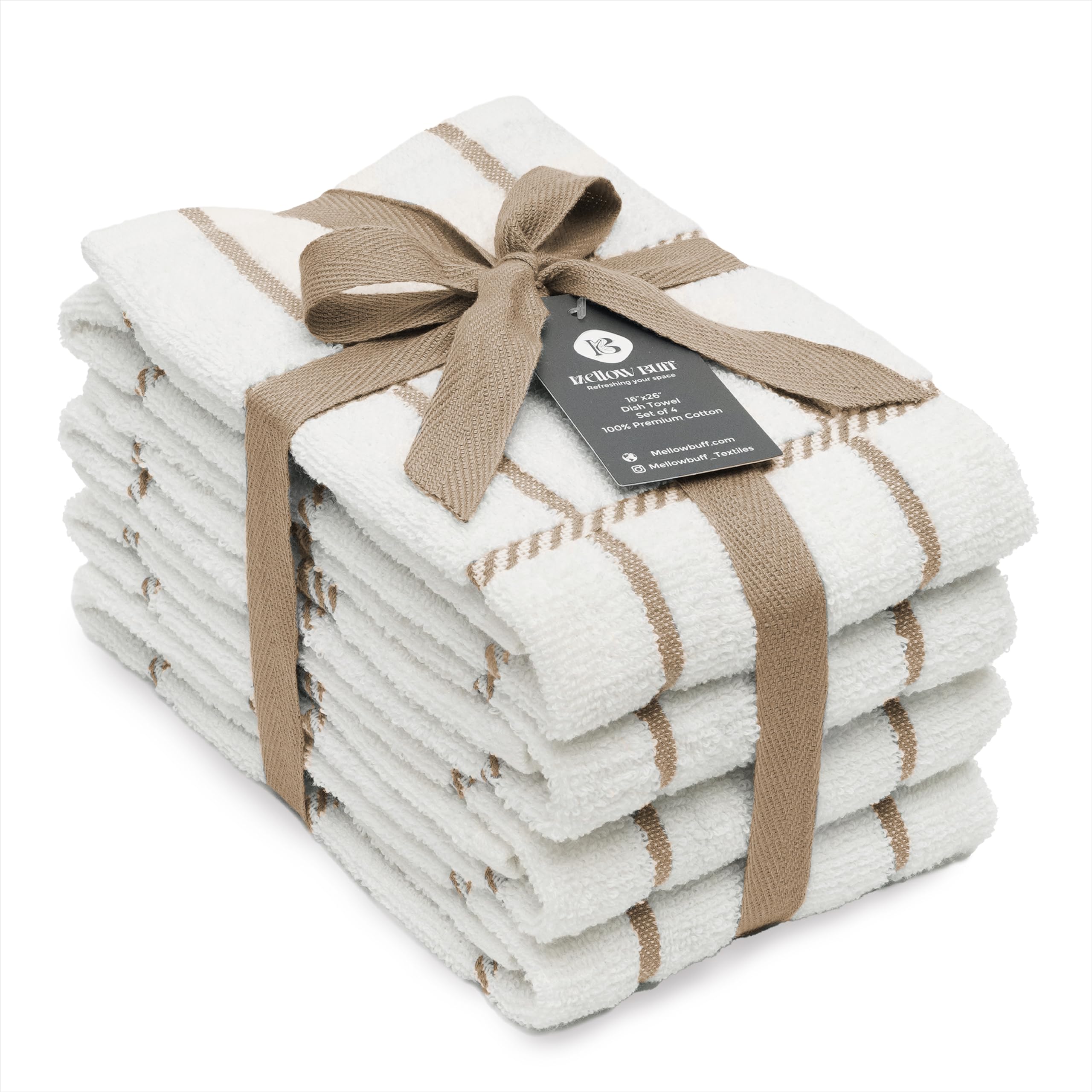 Amazon.com: Mellow Buff 100% Cotton Terry Dish Towels, 4 Pack Checks ...
