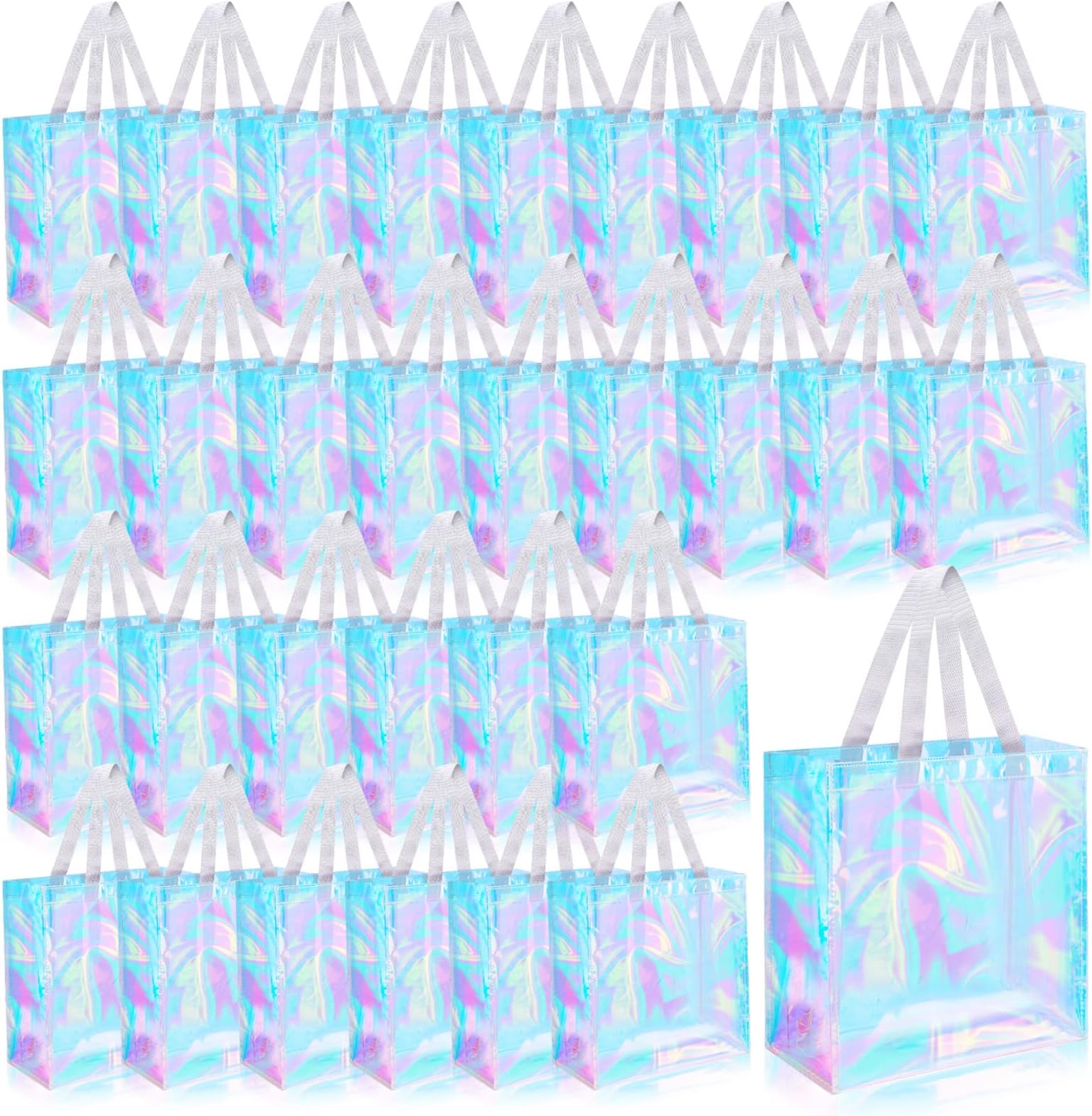 Amazon.com - Silkfly 6 Pcs Holographic Bridesmaid Bride Tote Bag Neon ...