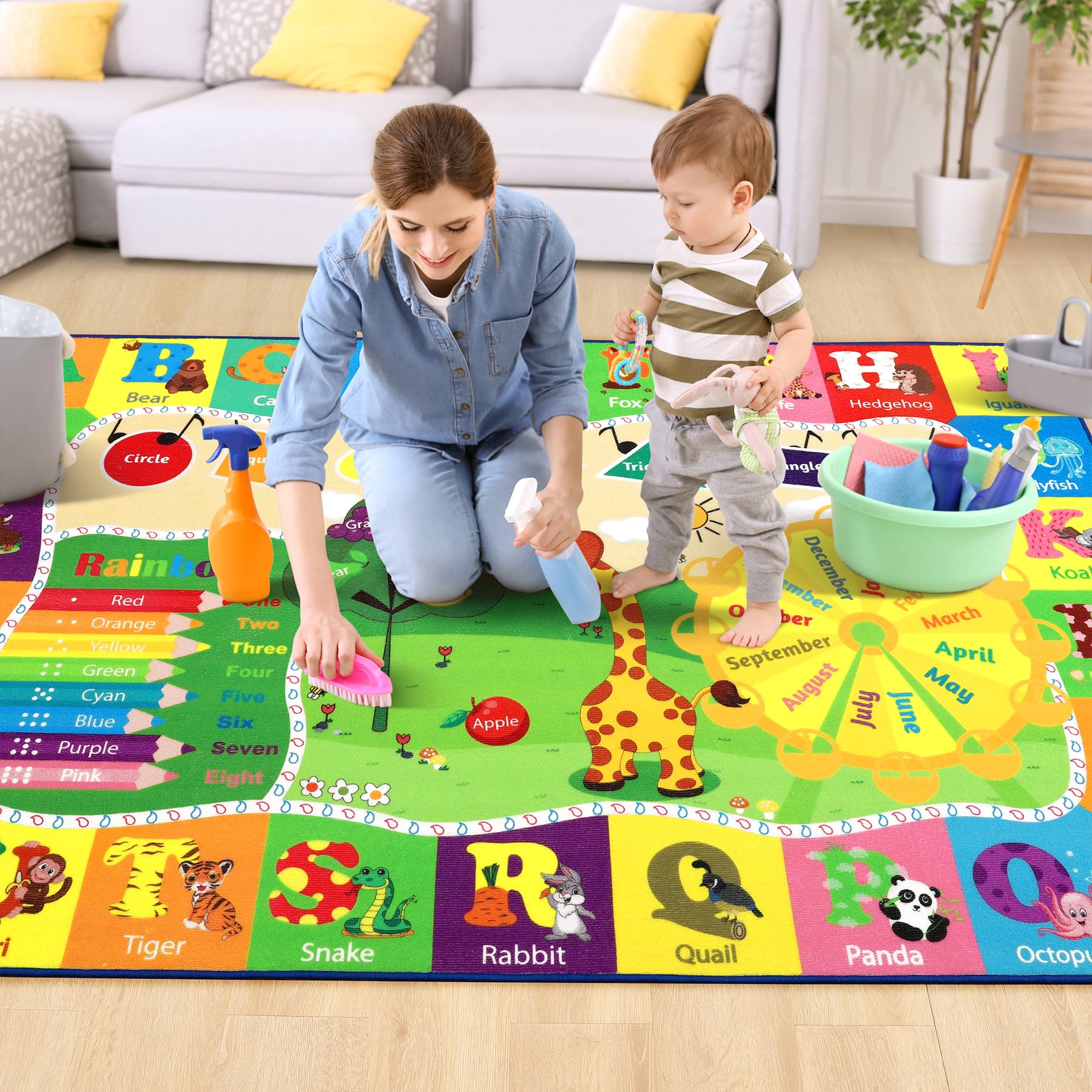 Kids Rugs For Playroom Super Soft ABC Playroom Rug - Educational ...