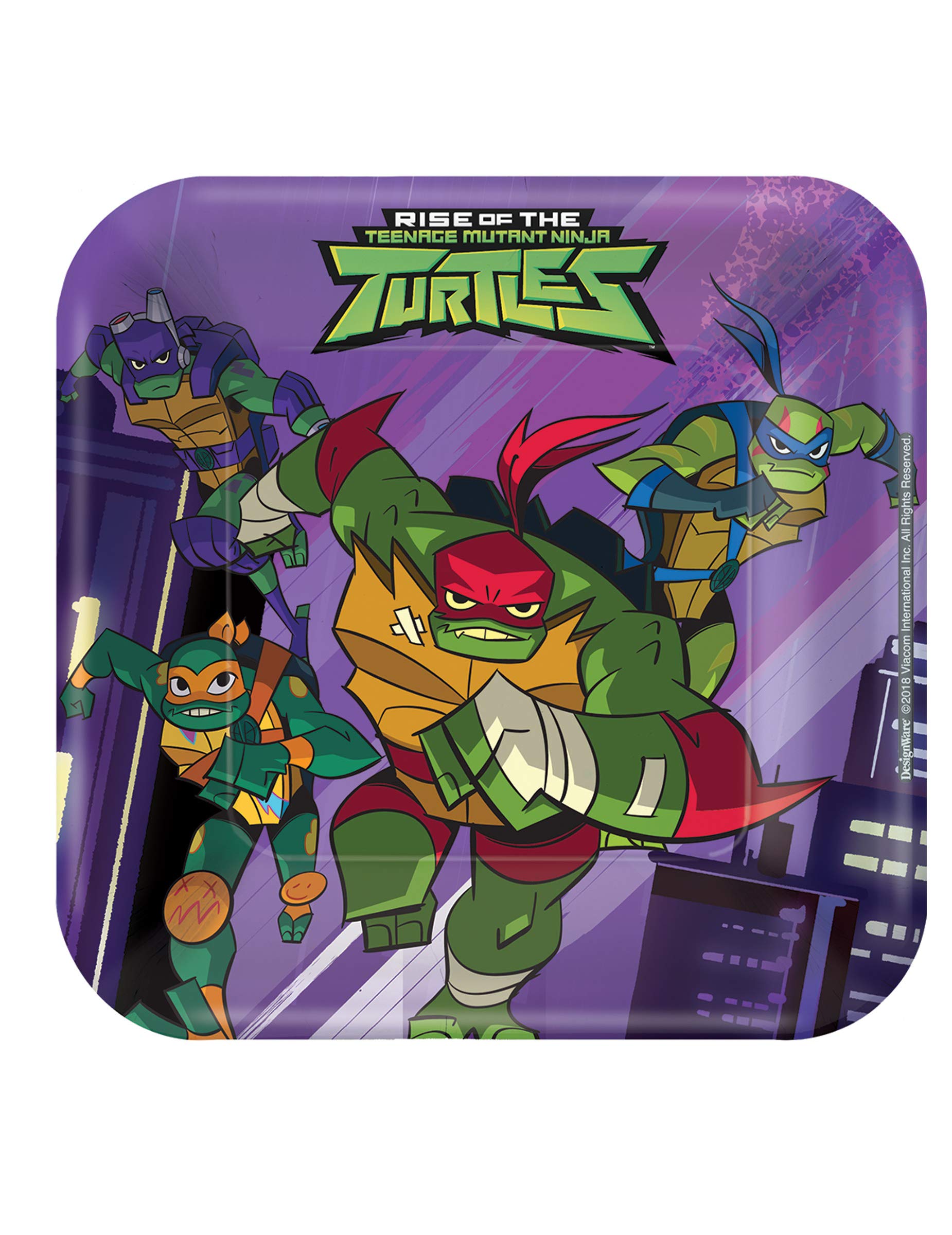 Amazon.com: amscan (PKT) Rise of The TMNT Square Paper Plates 18cm (8 ...