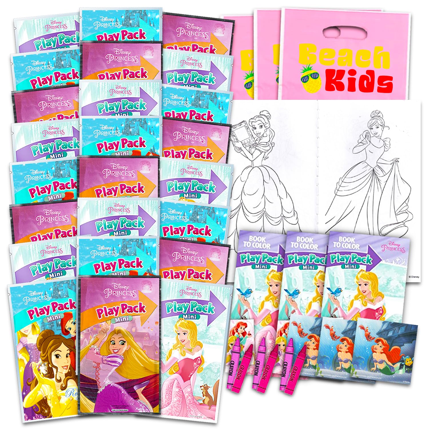 Amazon.com: Disney Princess Mini Coloring Play Packs - 24 Pc Bundle ...