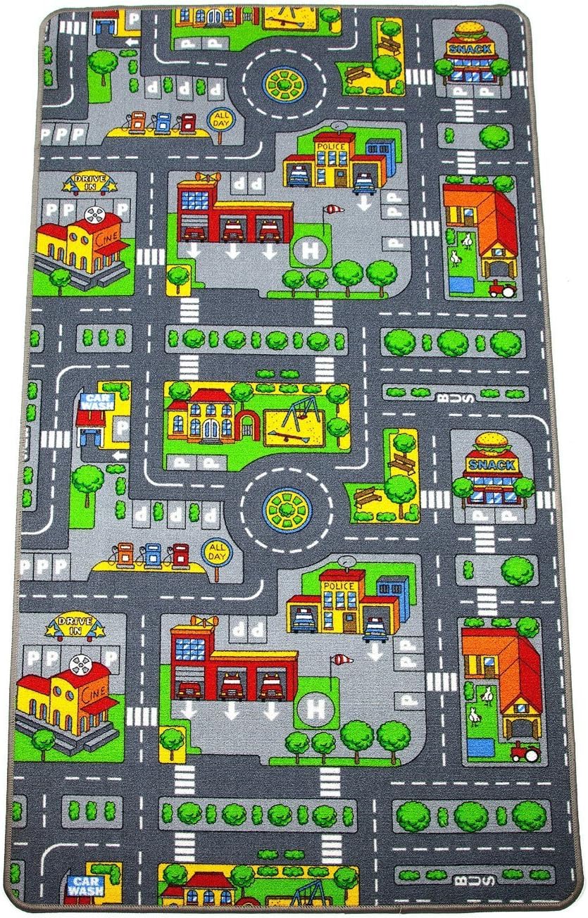 AHOC EHC Tapis de Jeu Routes pour Enfants, Multicolore, 100_x_190_cm ...