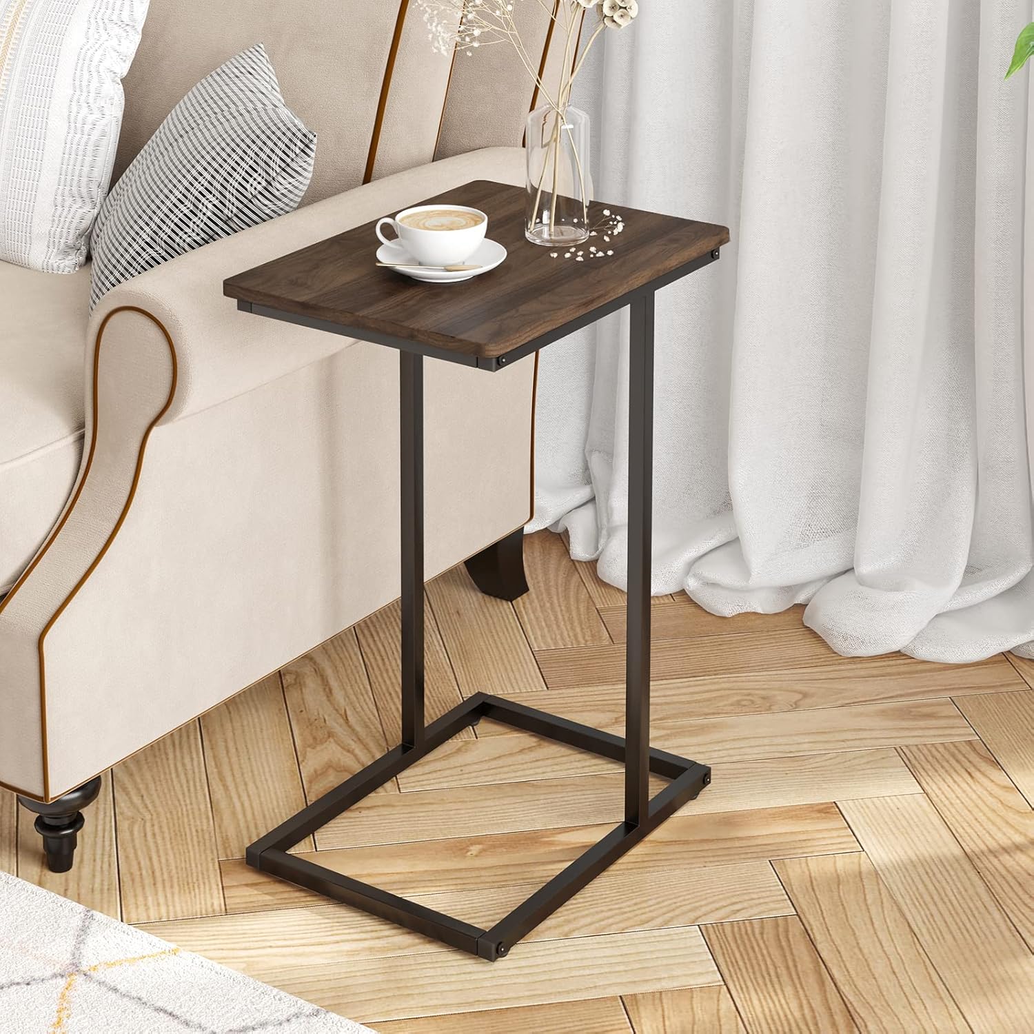 Novilla Sofa Side Table Living Room, C-Shaped Laptop End Table for ...
