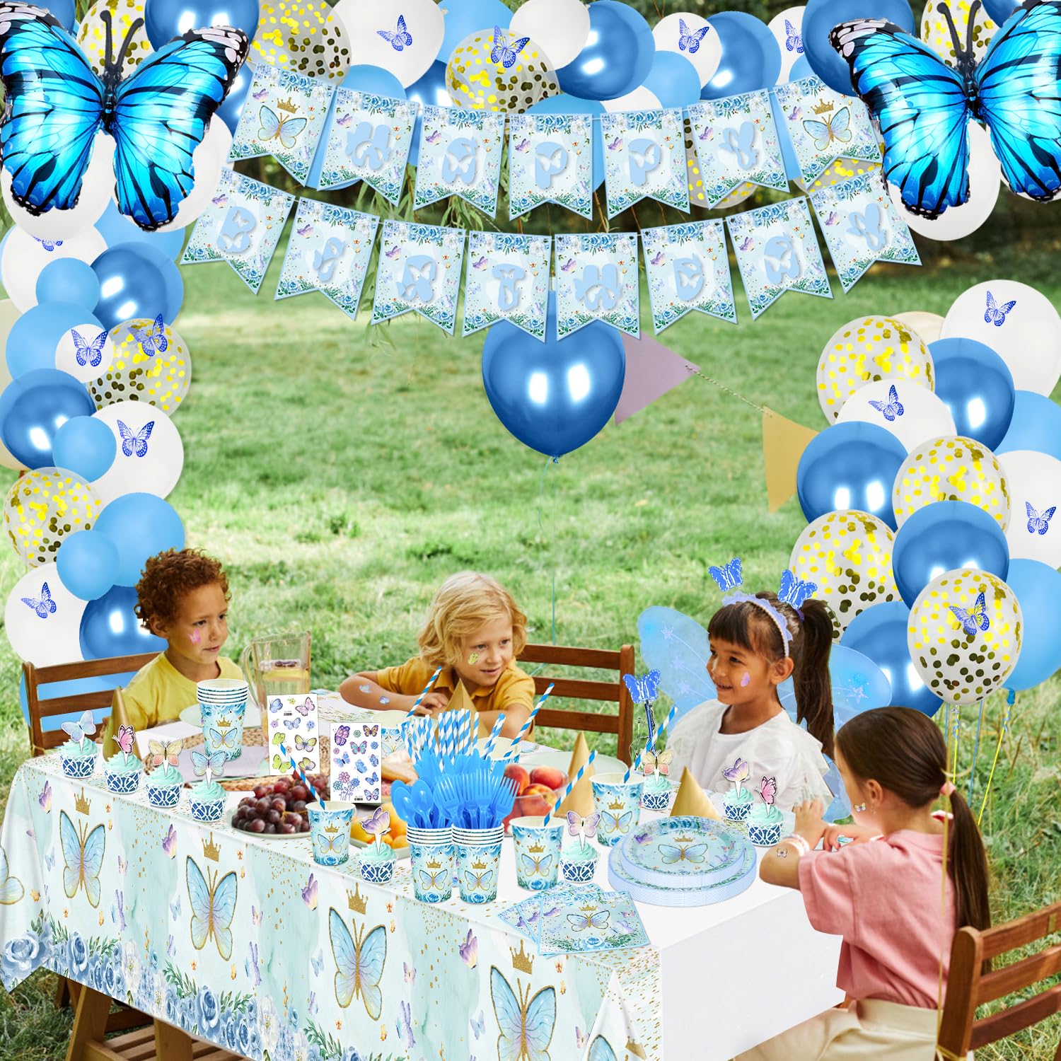Snapklik.com : 247 PCS Butterfly Party Decorations - Blue Butterfly ...