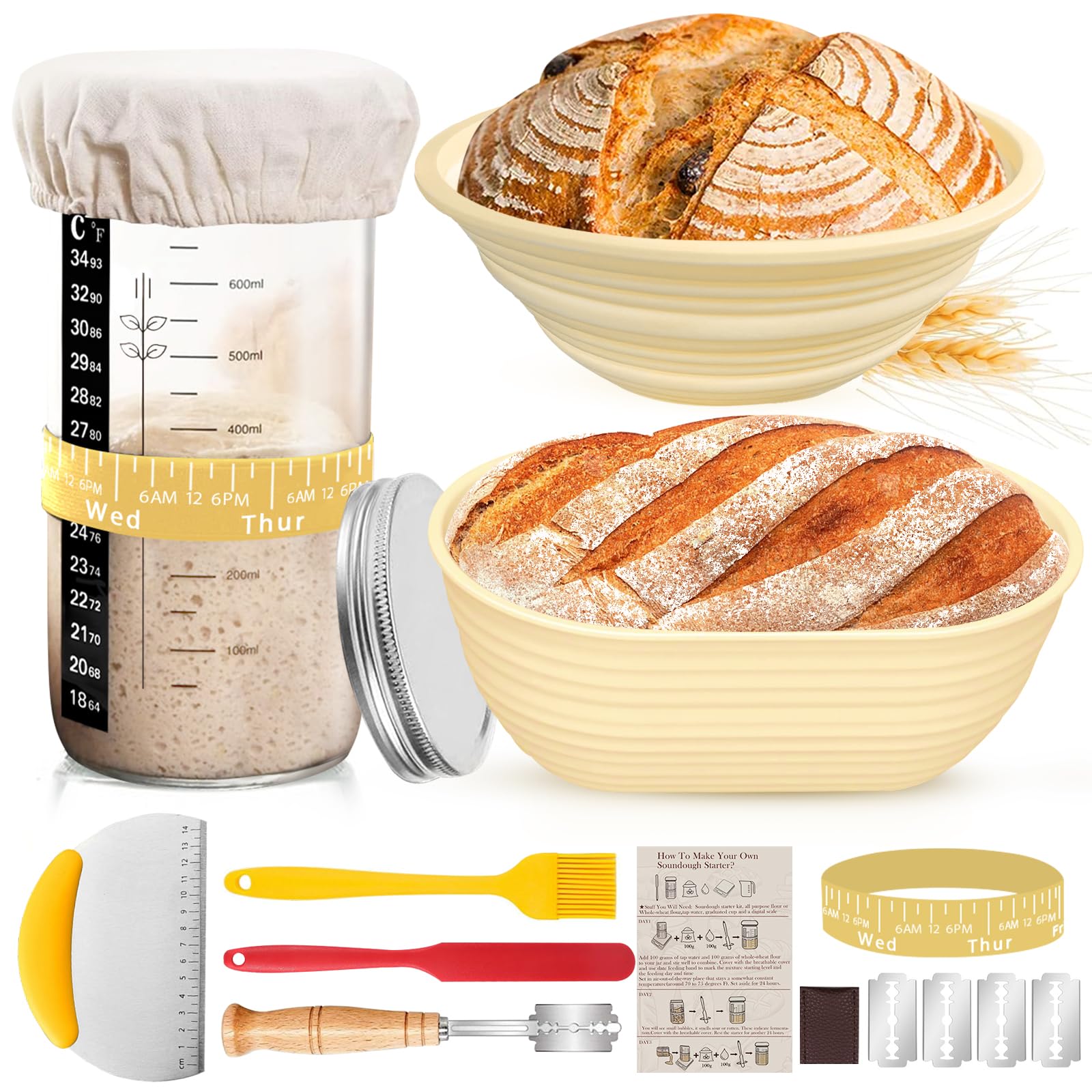 Amazon.com: Sourdough Starter kit Bread Baking Supplies,34oz Sourdough ...