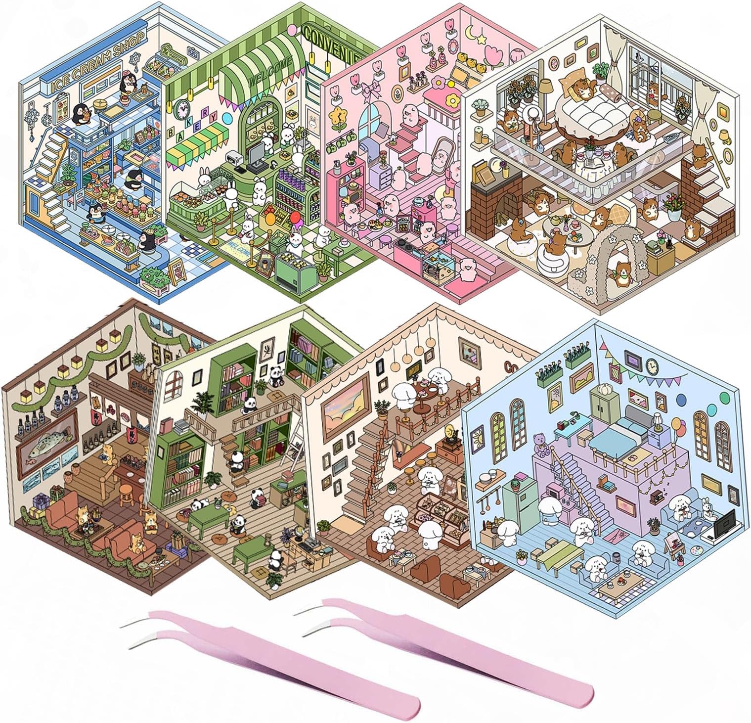 10Pcs Stickers, 3D Stickers, 3D Sticker Scene, Sticker Therapy, Sticker ...