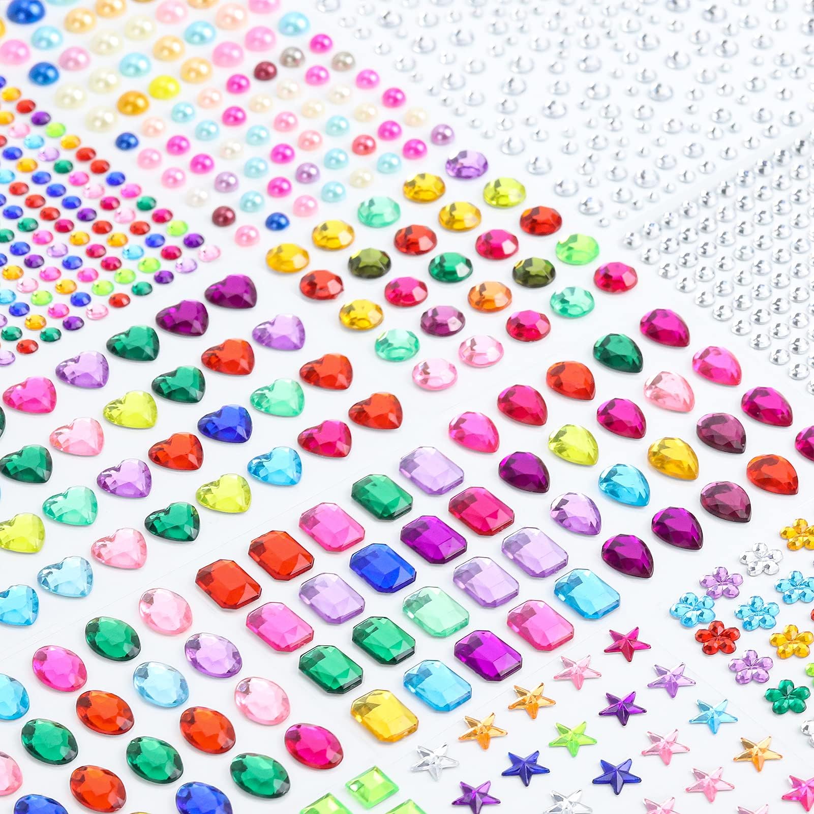 Amazon.com: 1200+ PCS Self Adhesive Gems Stickers,14 Sheets Rhinestone ...