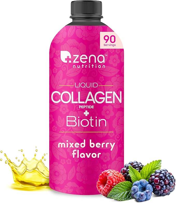 Amazon.com: Zena Nutrition Liquid Collagen Peptides and Biotin, 2500mg ...