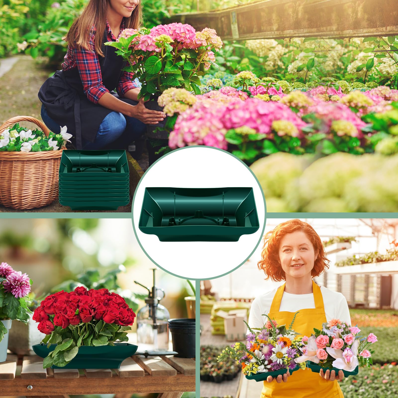 18 Pcs Floral Supplies Green Design Bowls for Flower Arrangements ...