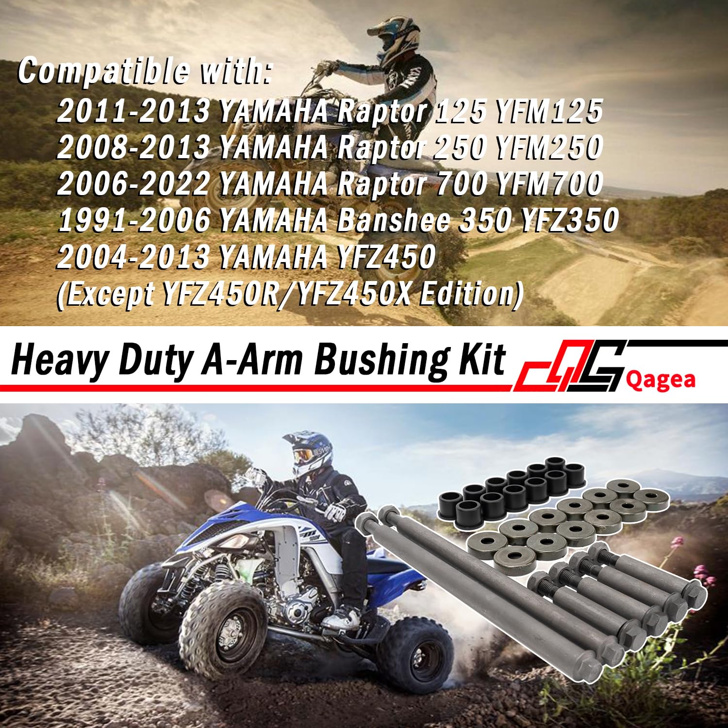 Yamaha Banshee 700 Front Arm Bushing Dust Cover Seal Caps Bolts & NUT