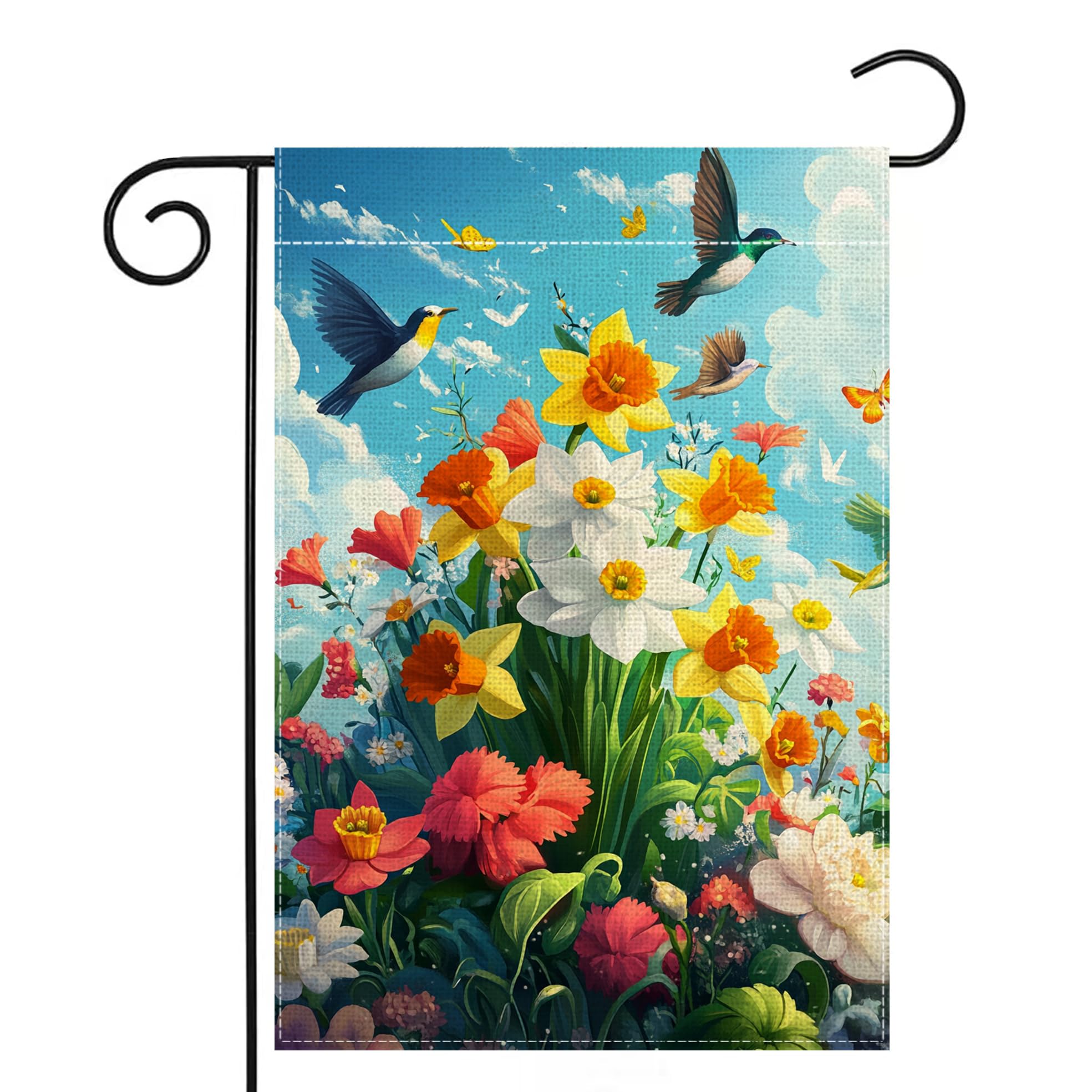 Amazon.com : Spring Hummingbird Garden Flag 12x18 Inch Double Sided ...