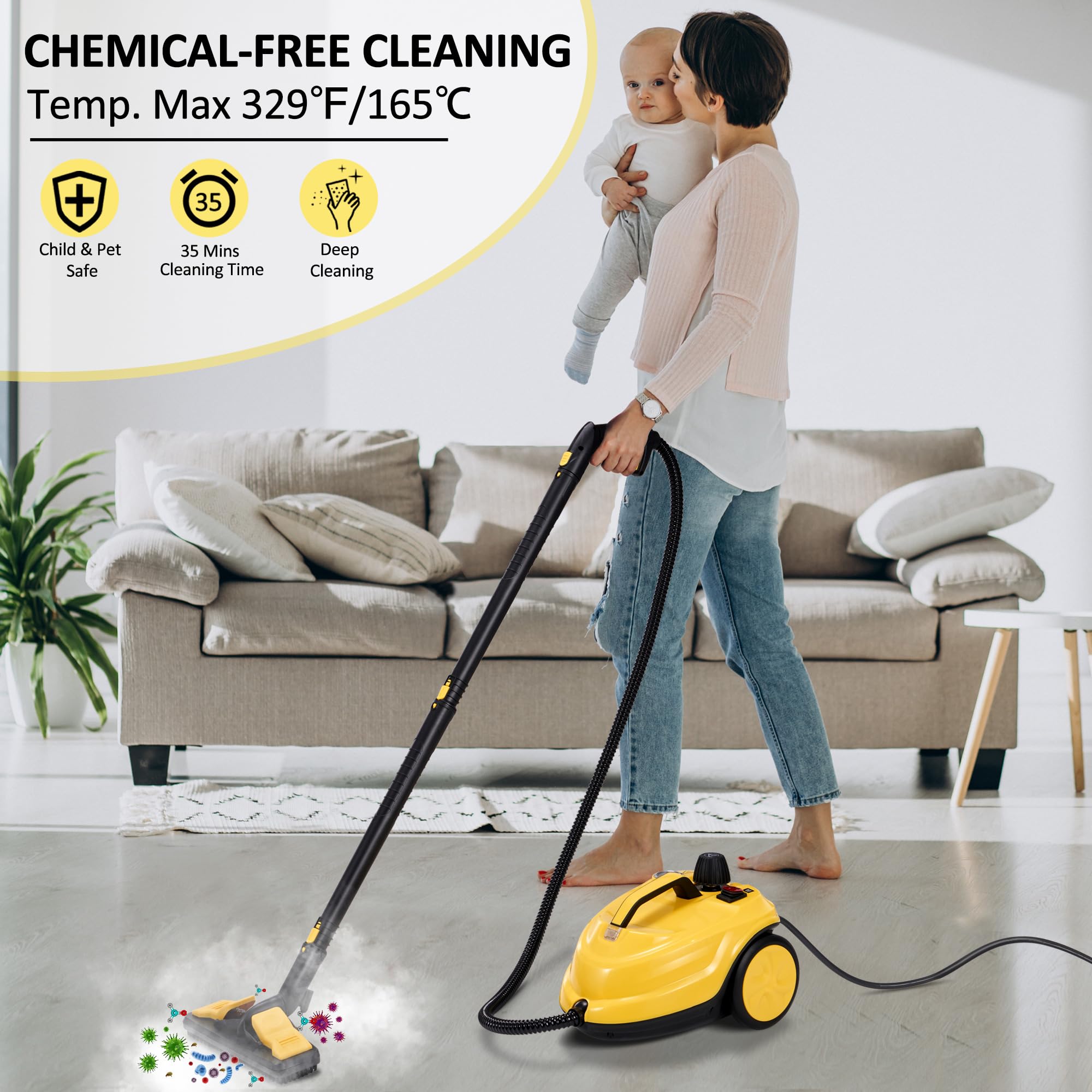 Spurgehom Home Steam Cleaner, Chemical Free Pressurized Disinfection ...