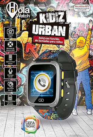 Cefa Toys - Reloj Inteligente Holawatch Urban Black, Entretenimiento para Niños y Seguridad para ...