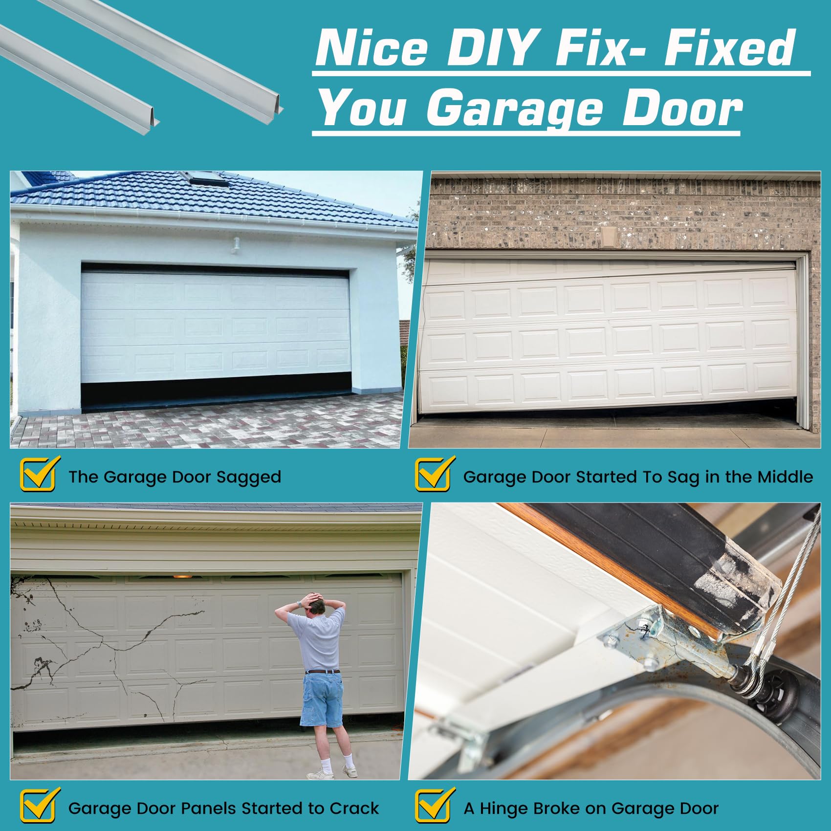Garage Door Strut Heavy Duty Garage Door Reinforcement Strut Kit(16ft