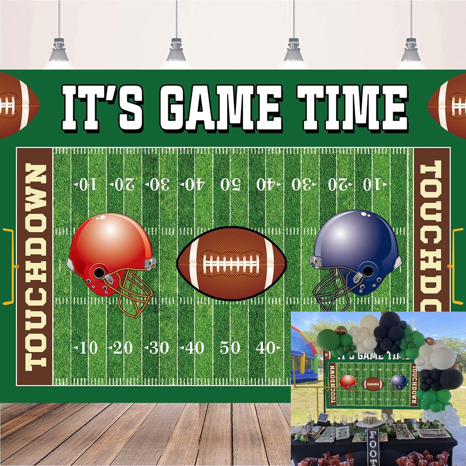 Amazon.com : Football Backdrop It's Game Time Party Backdground ...