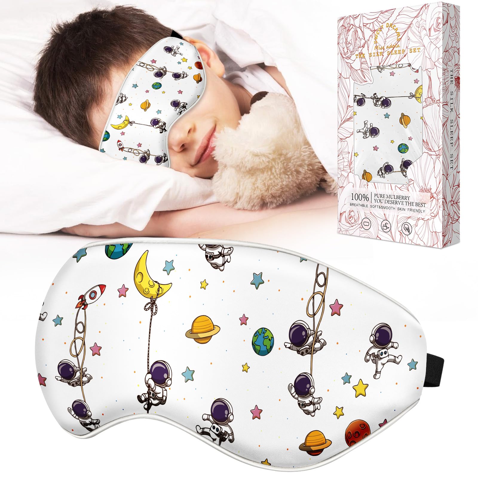 Amazon.com: Miss Adola Kids Sleep Mask - Silk Sleep Mask for Kids Cute ...
