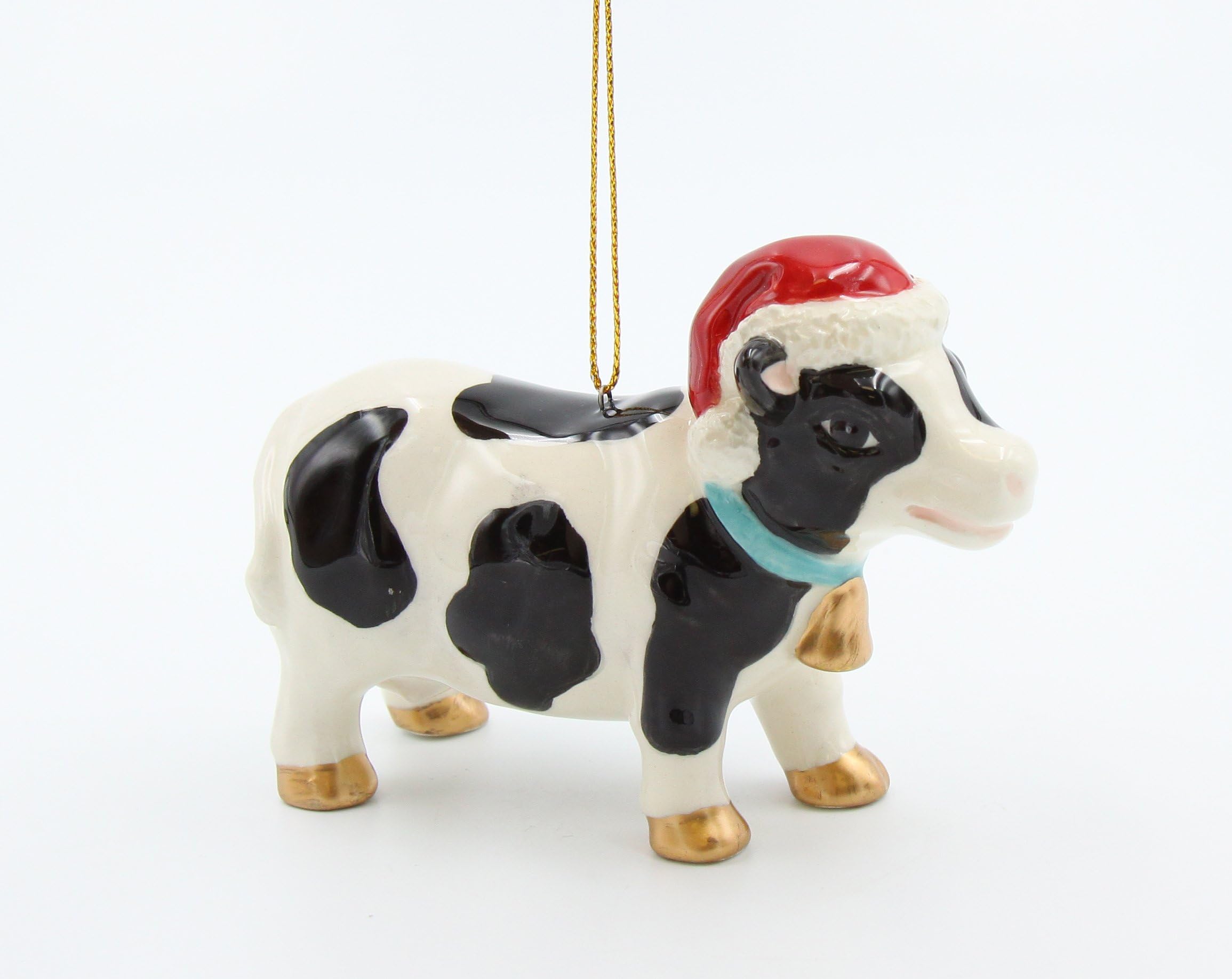 Amazon.com: Kurt Adler Cow in Santa Hat and Wreath Ornament - Gift ...