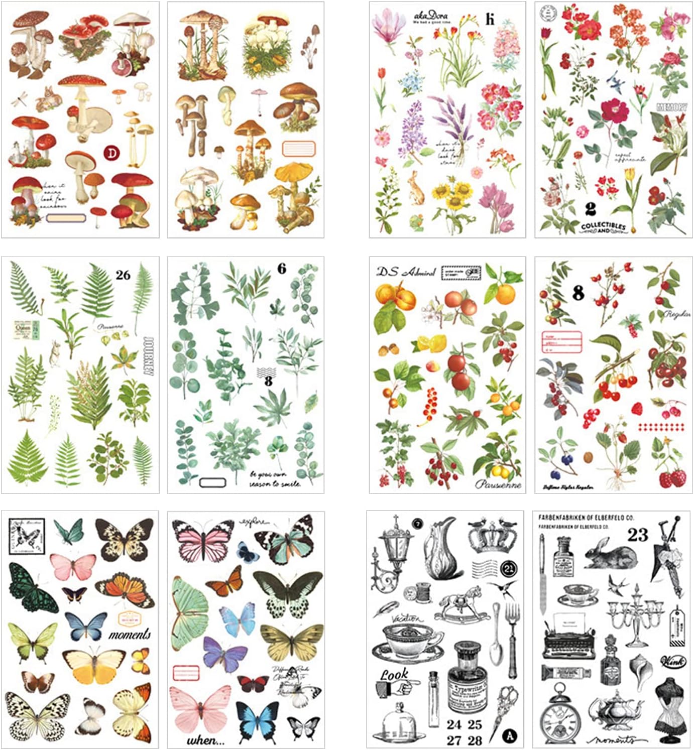 Amazon.com: KSCRAFT Flowers Rub On Transfer Sticker Scrapbook Sticker ...