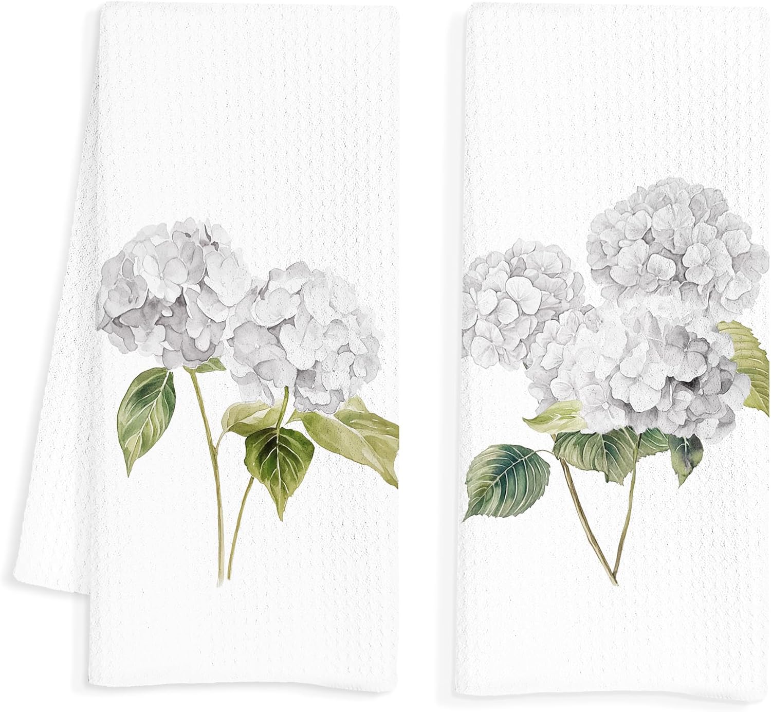 Amazon.com: INDAJEDN White Floral Kitchen Towels Set of 2, Hydrangea ...