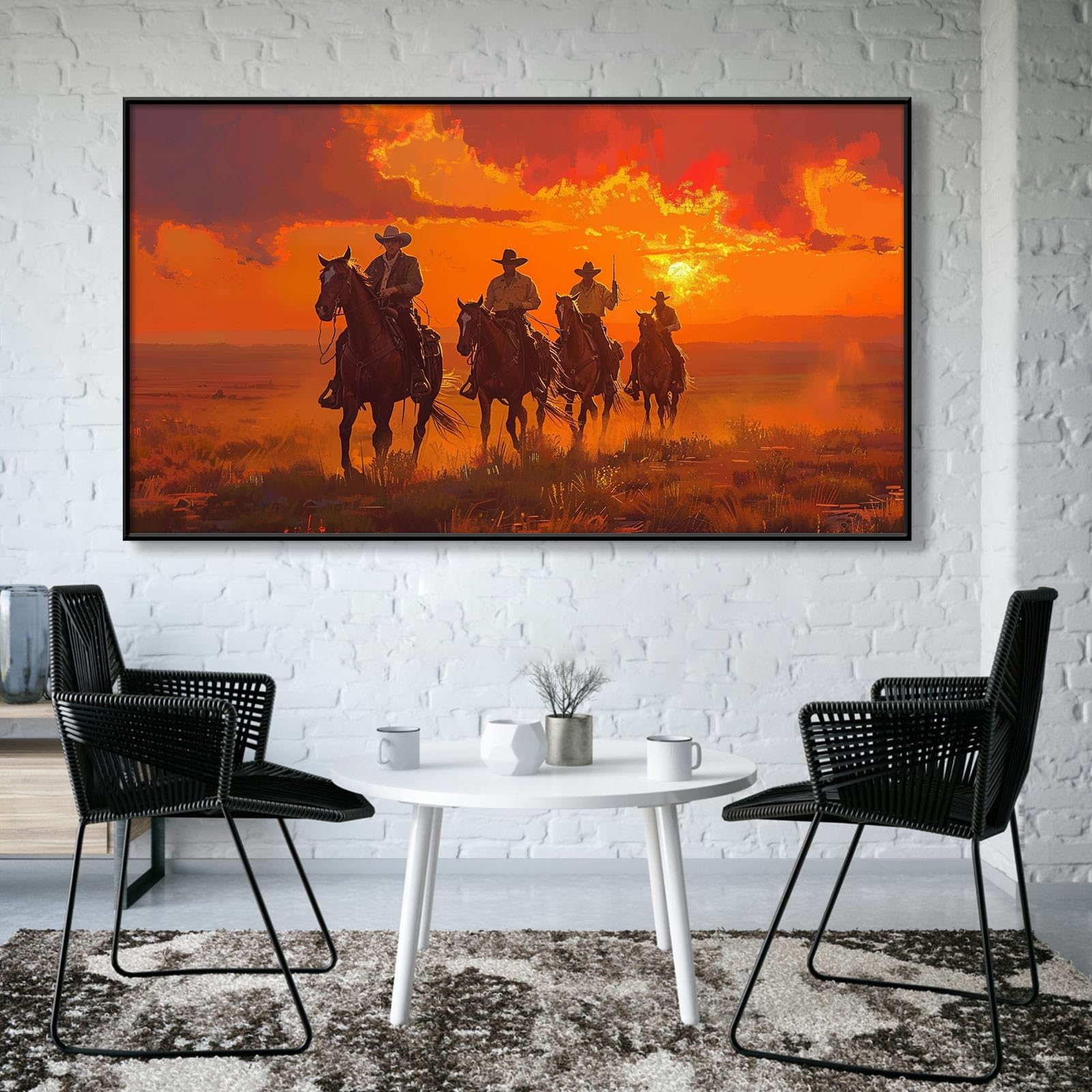 Western Wall Posters Cowboy Photo Collage, Western Cowboy Riding Horse