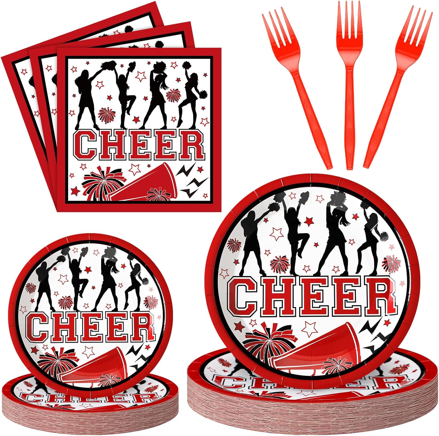 Amazon.com: Zhehao 96 Pcs Cheerleading Party Supplies Cheer Birthday ...