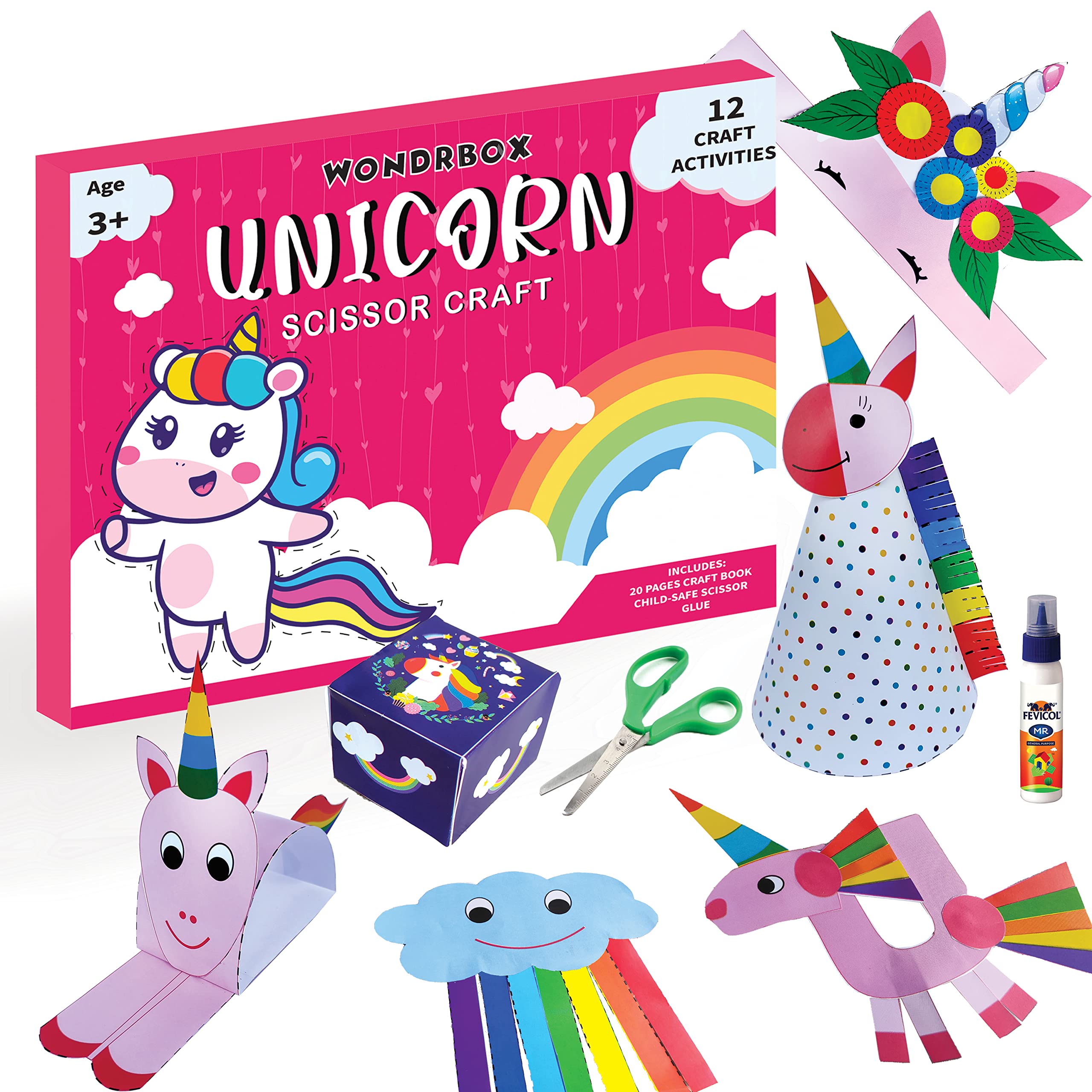 Buy WONDRBOX Unicorn Scissor Craft Activity Kit for Kids Age 3 4 5 6 ...
