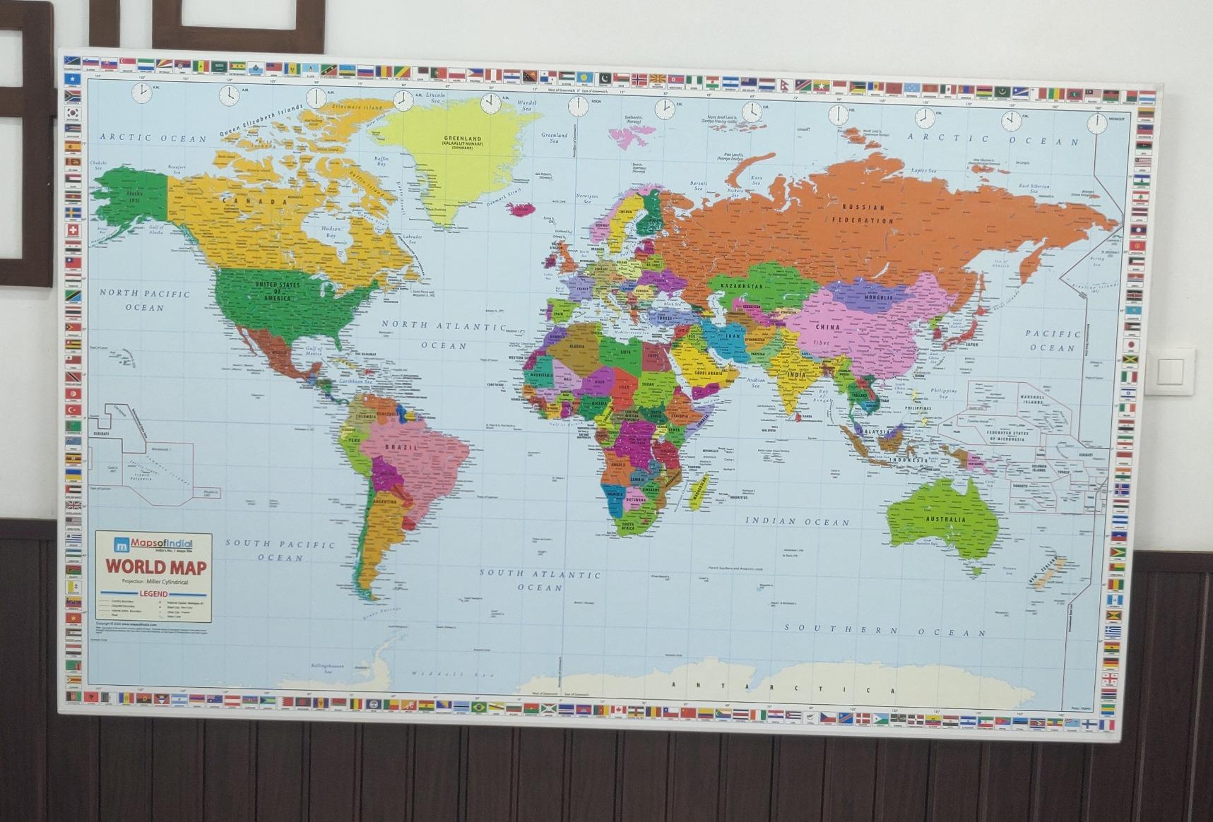 World Map Professional Edition - Vinyl (78" W x 47" H) : Maps Of India ...