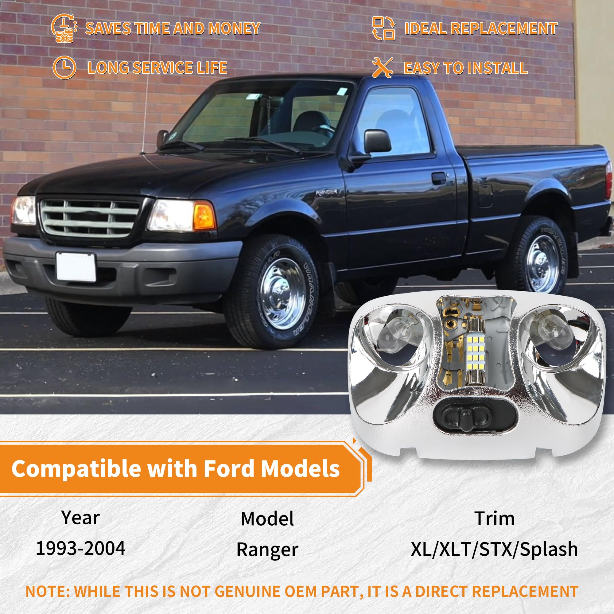 Overhead Reading Light Ford Ranger Upgraded LED Cab Map Lamp Assembly ...
