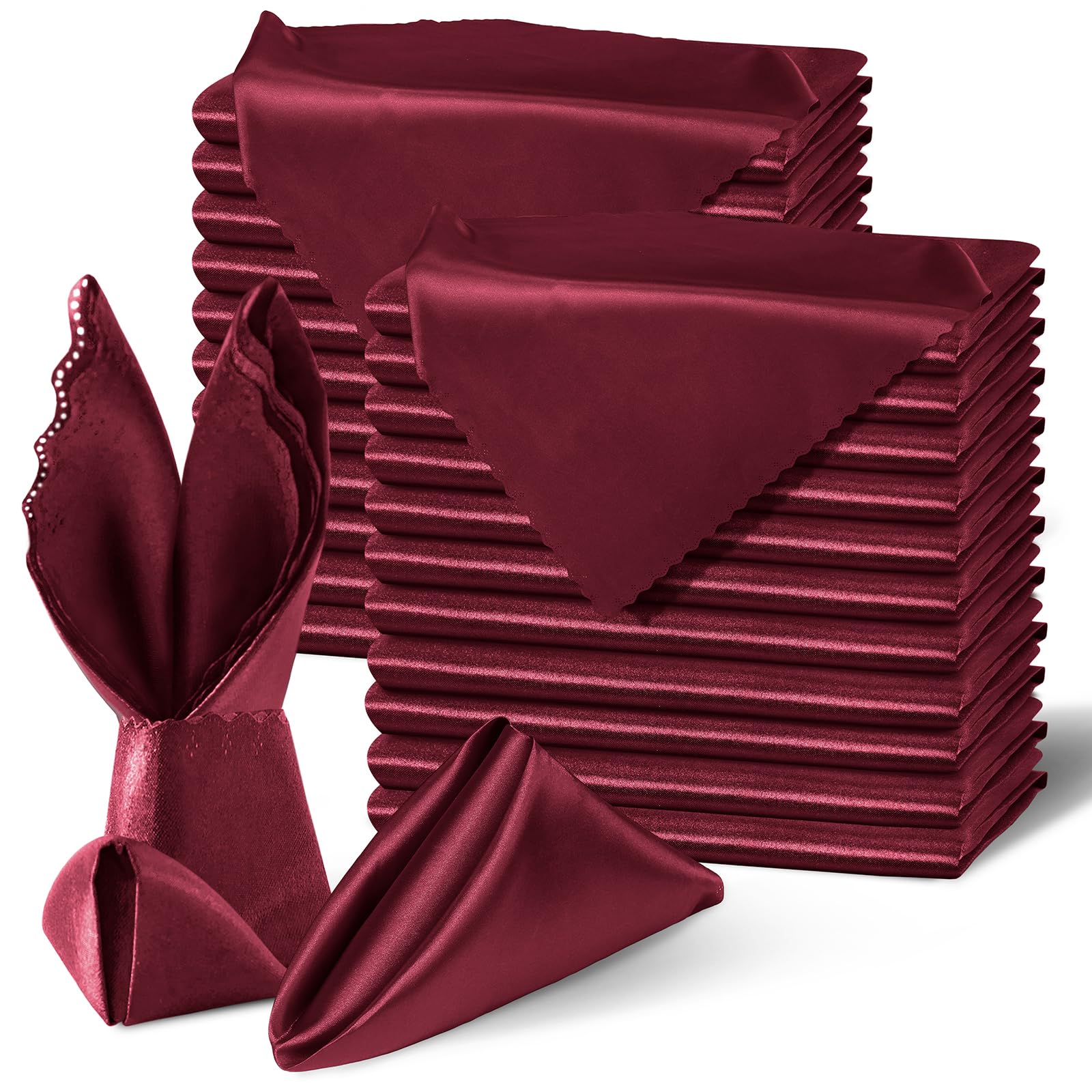 Amazon.com: Homiest 100 Pack Burgundy Satin Napkins 17x17 Inches Dinner ...