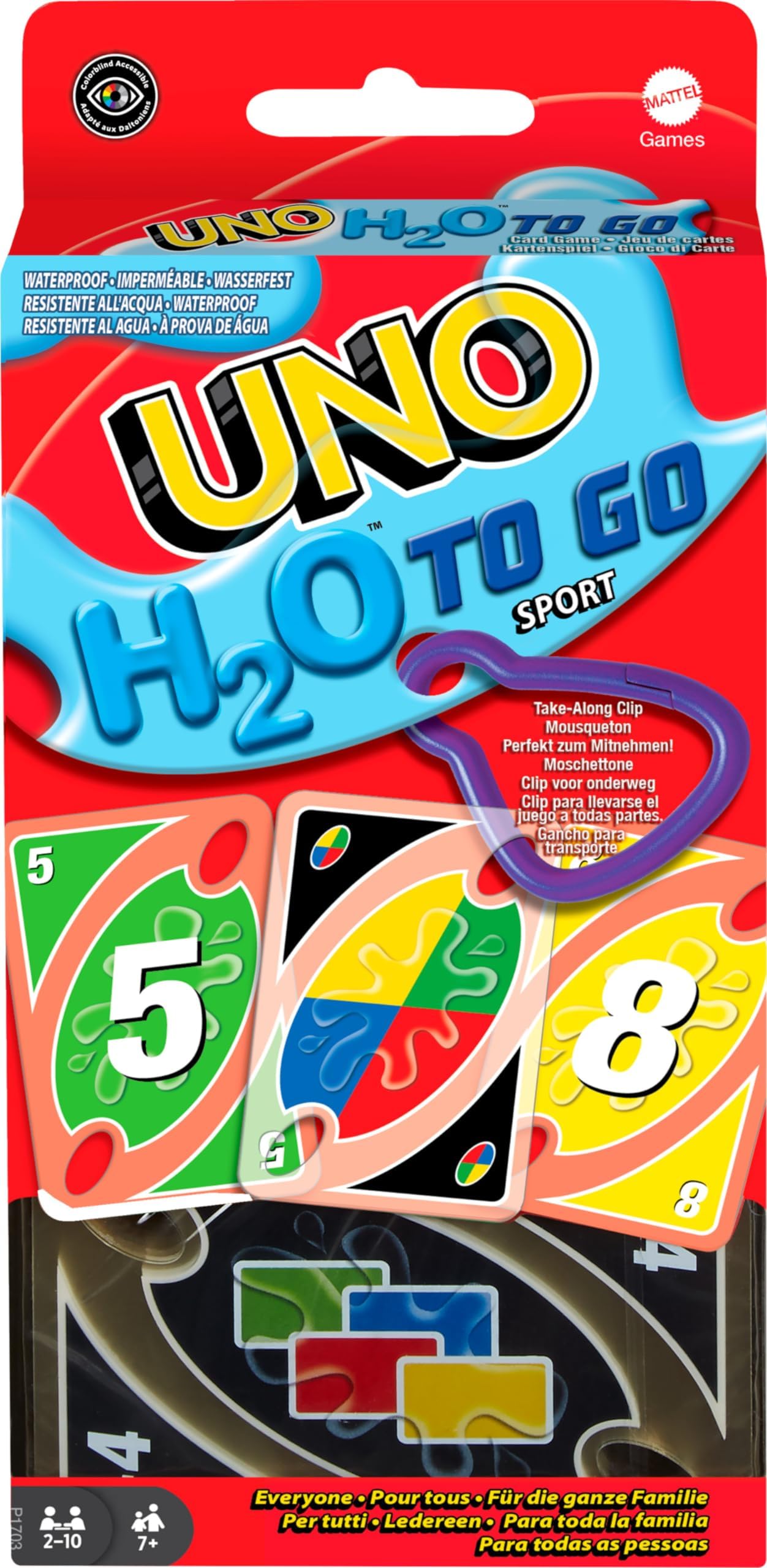 Mattel Games UNO H2O To Go Card Game, 108 durable plastic cards water ...