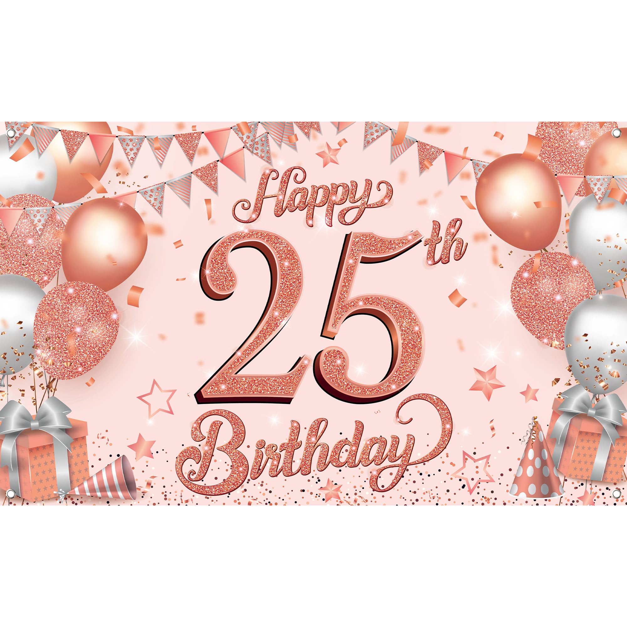 Amazon.com: KatchOn, Rose Gold Happy 25th Birthday Banner - XtraLarge ...