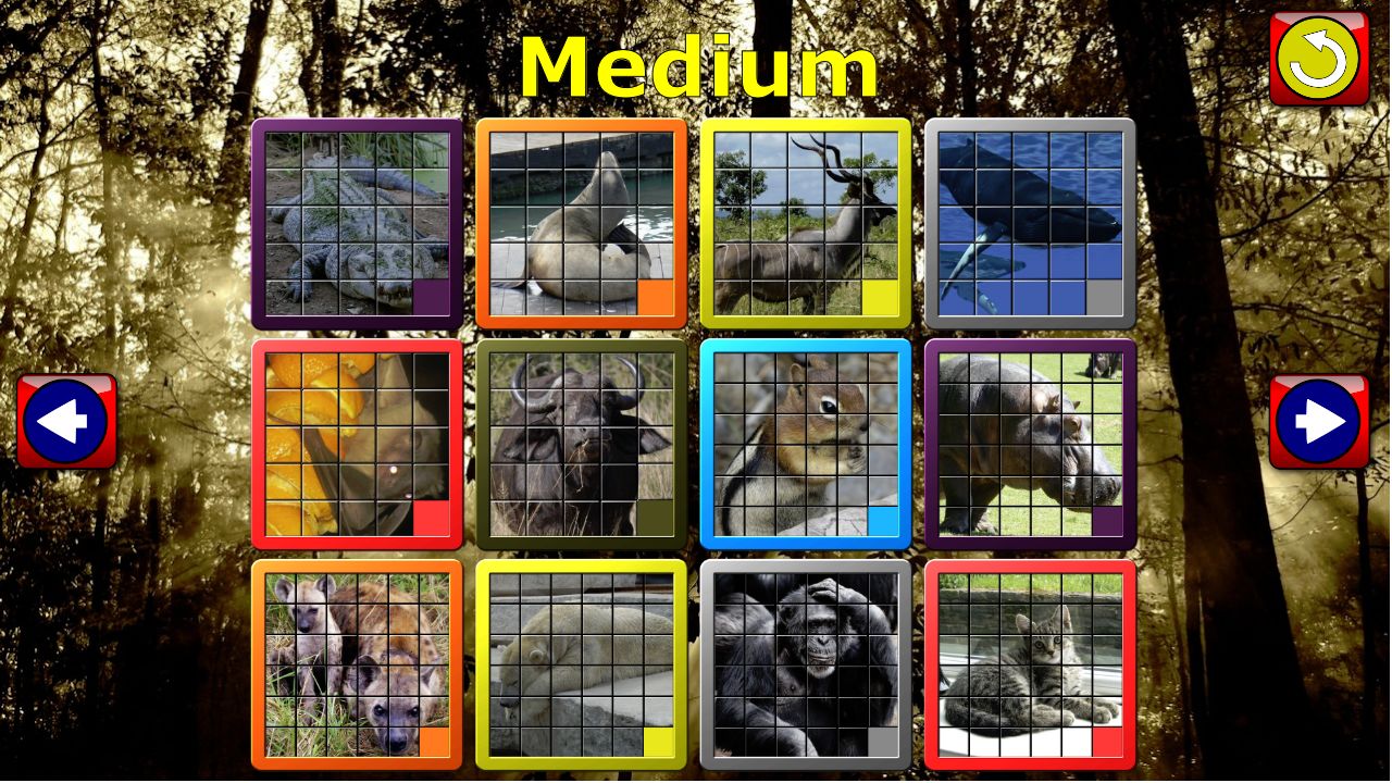 Kids Animal Slide Puzzle 15 - mystic squares shape rearranging mosaic ...