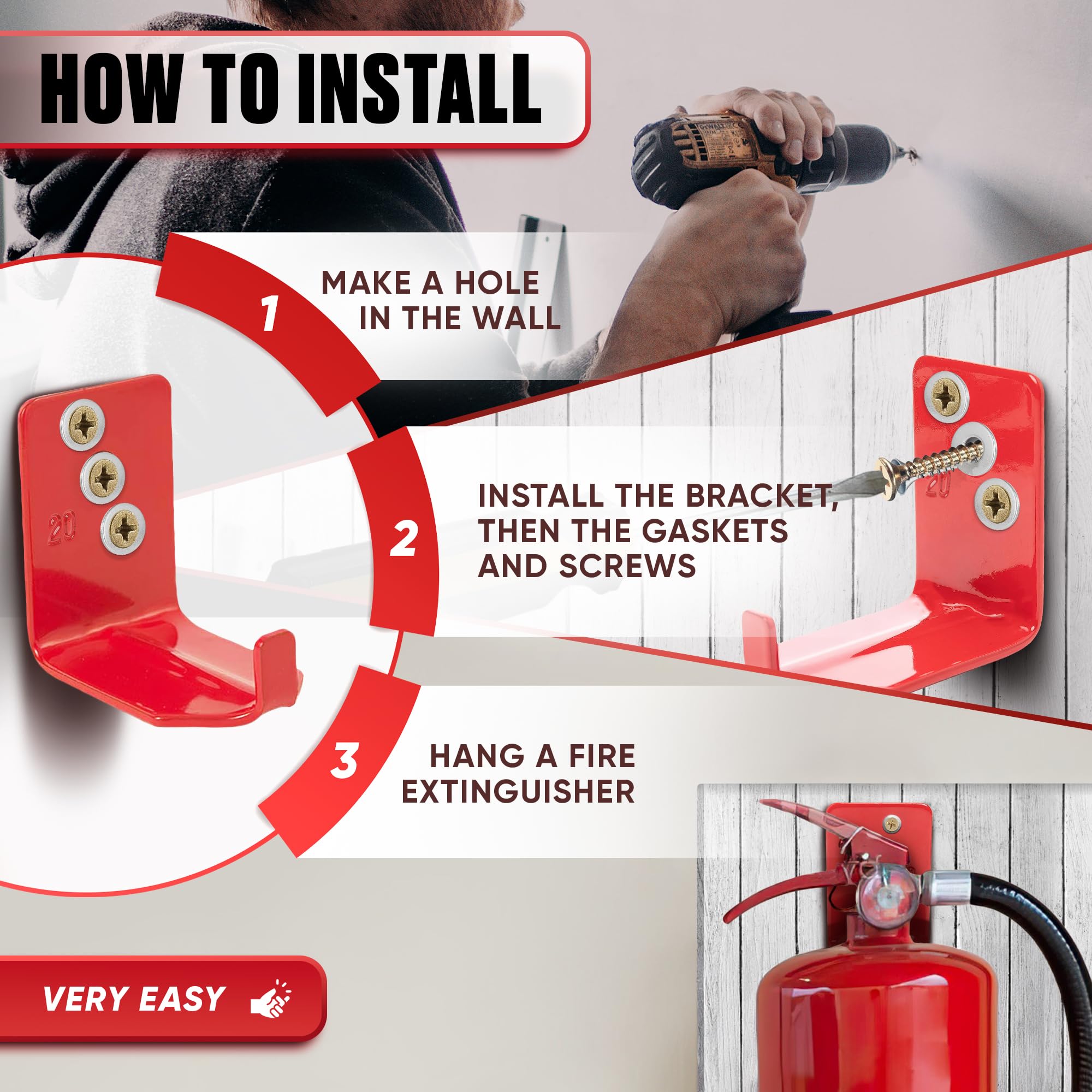 Snapklik.com : 4Pcs Fire Extinguisher Mount Wall Bracket - Home Fire ...