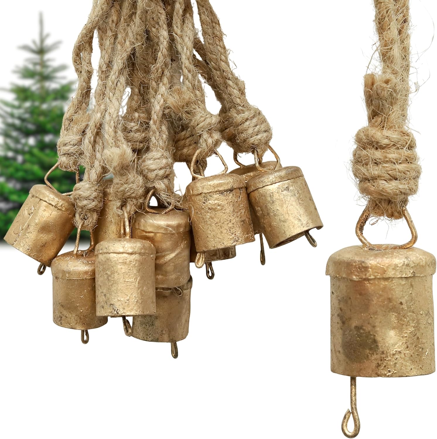 Amazon.com: Set of 10 Cylinder Christmas Bells for Decoration - 2.2 ...