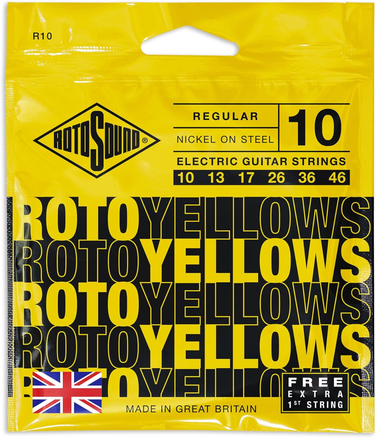 Amazon.com: Rotosound R10 Roto Yellows Regular Electric Guitar Strings ...