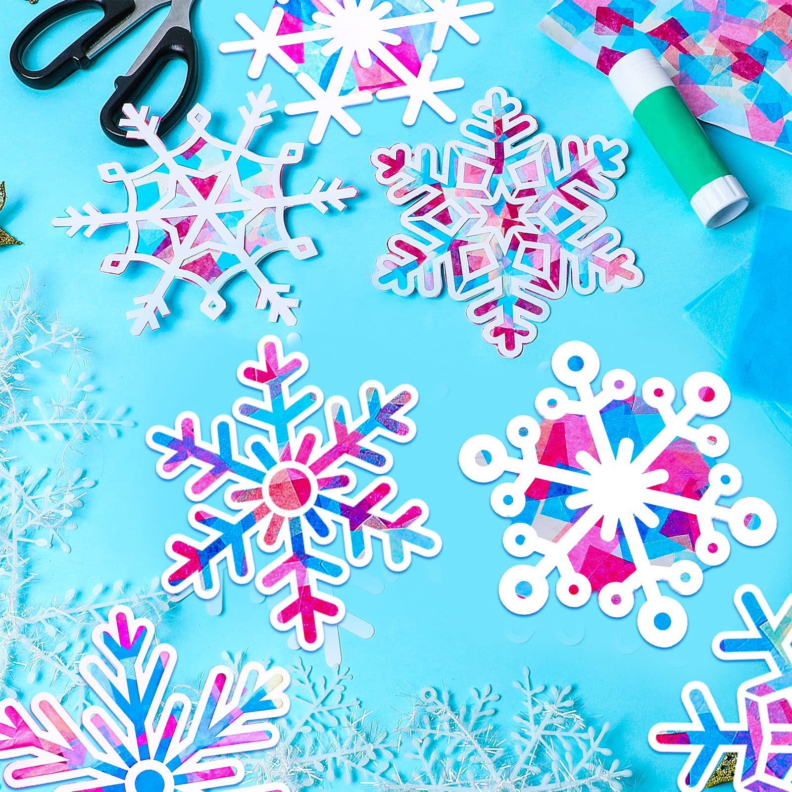 Winter Suncatcher Craft 36 Sets Winter Snowflake Suncatcher Crafts Kits ...