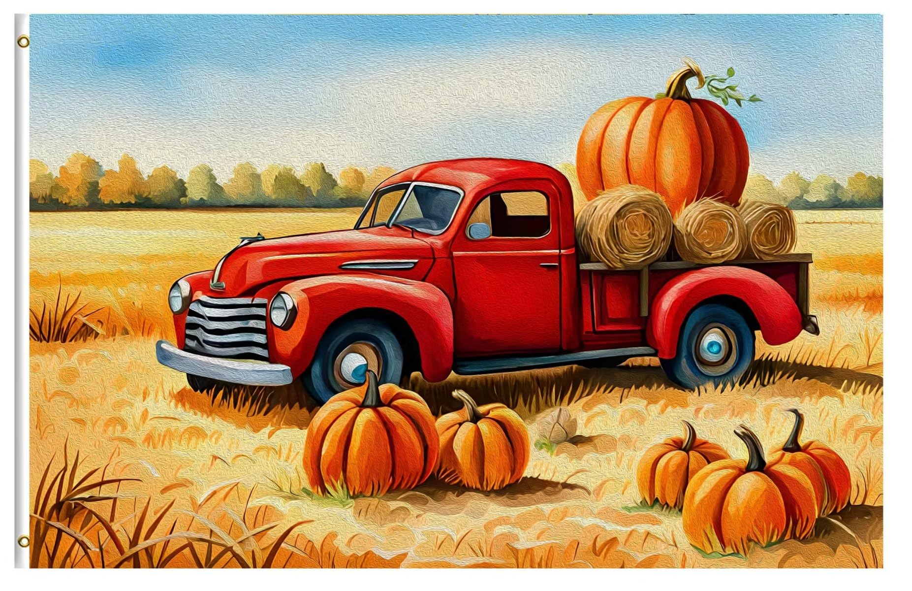 Amazon.com : Pickako Happy Thanksgiving Day Red Truck and Pumpkin ...