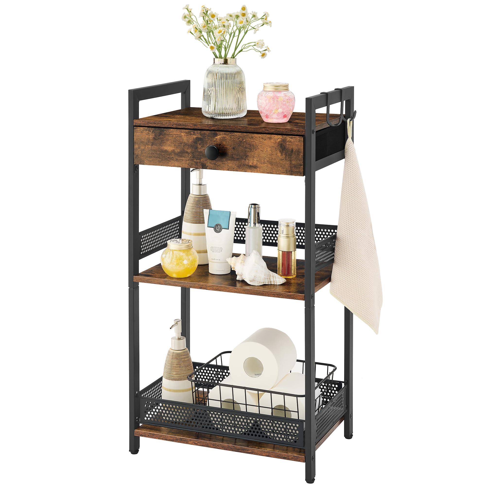 Amazon.com: FAVOOSTY Bathroom Ladder Shelf, 3-Tier Bathroom Floor ...
