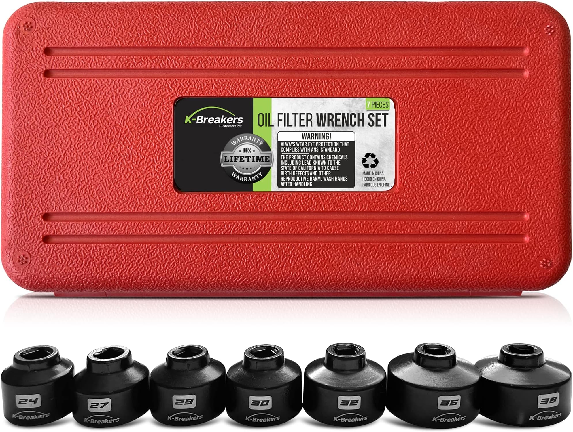 Amazon.com: Oil Filter Socket Set Includes 24mm,27mm,29mm,30mm,32mm ...