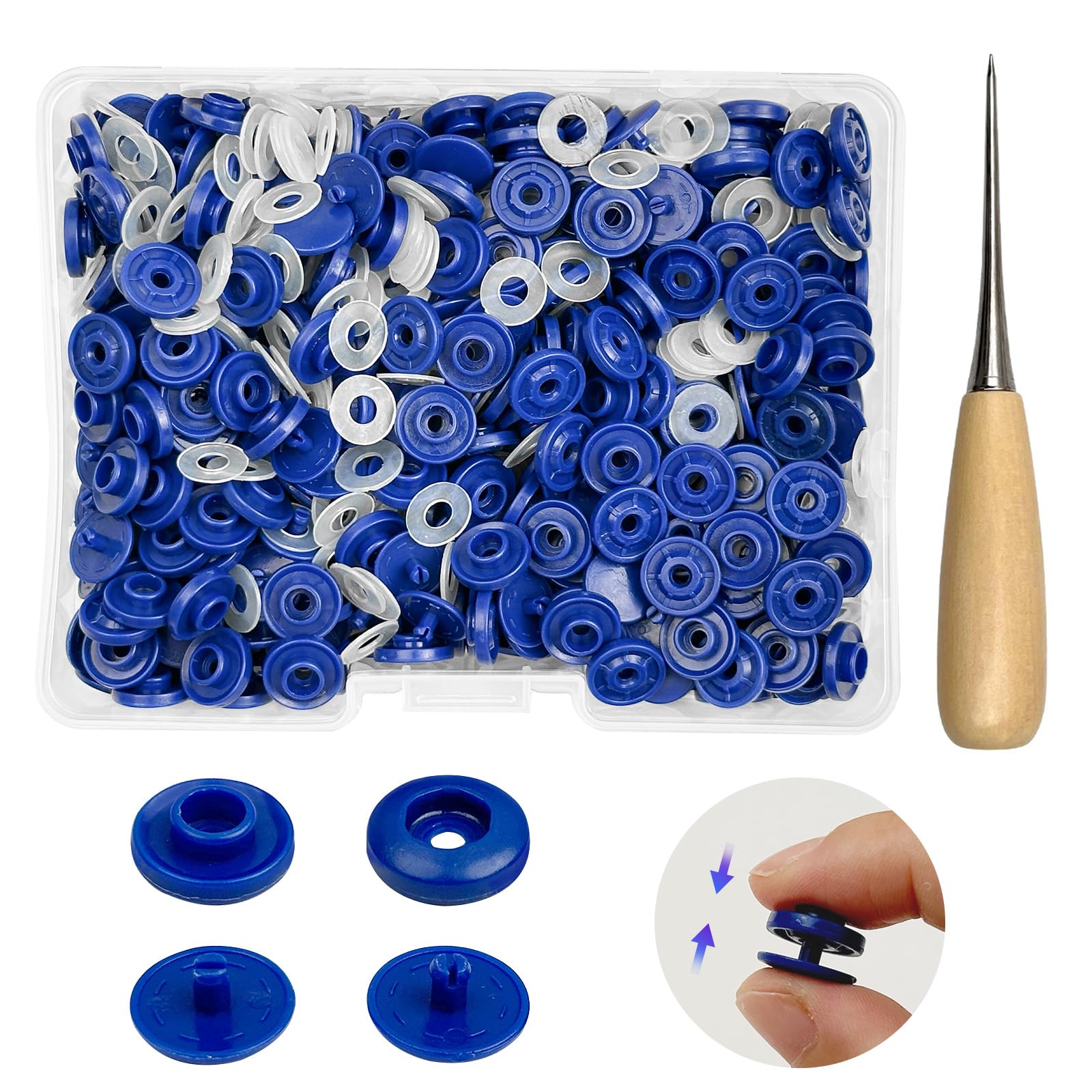 Amazon.com: GTAAOY T5 Plastic Snaps,120 Set Deep Blue Snaps No Need ...