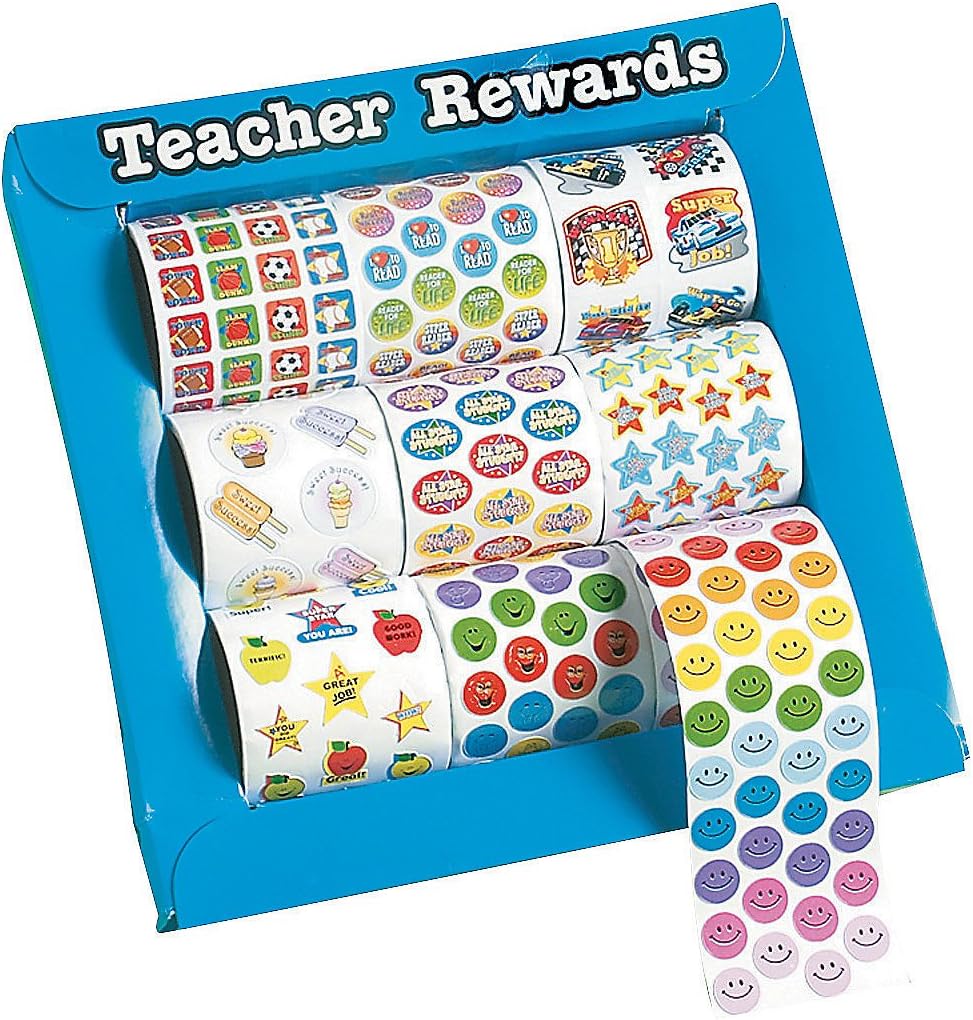 Amazon.com: Mini Teacher reward Rolls of Stickers Assortment : Toys & Games