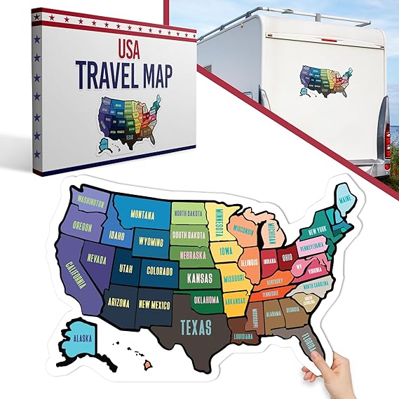 Amazon.com - RV State Map Sticker - 11" x 17", Explore & Mark States ...