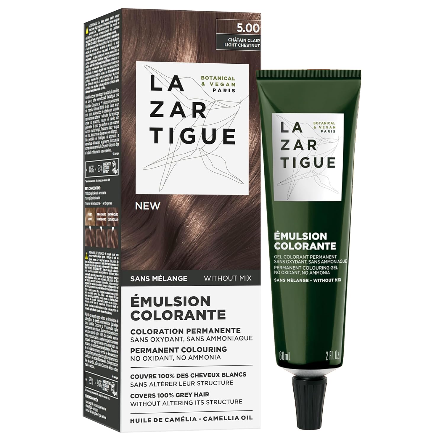 Amazon.com: Lazartigue Emulsion Colorante, 5.00 Light Chestnut, Ammonia ...