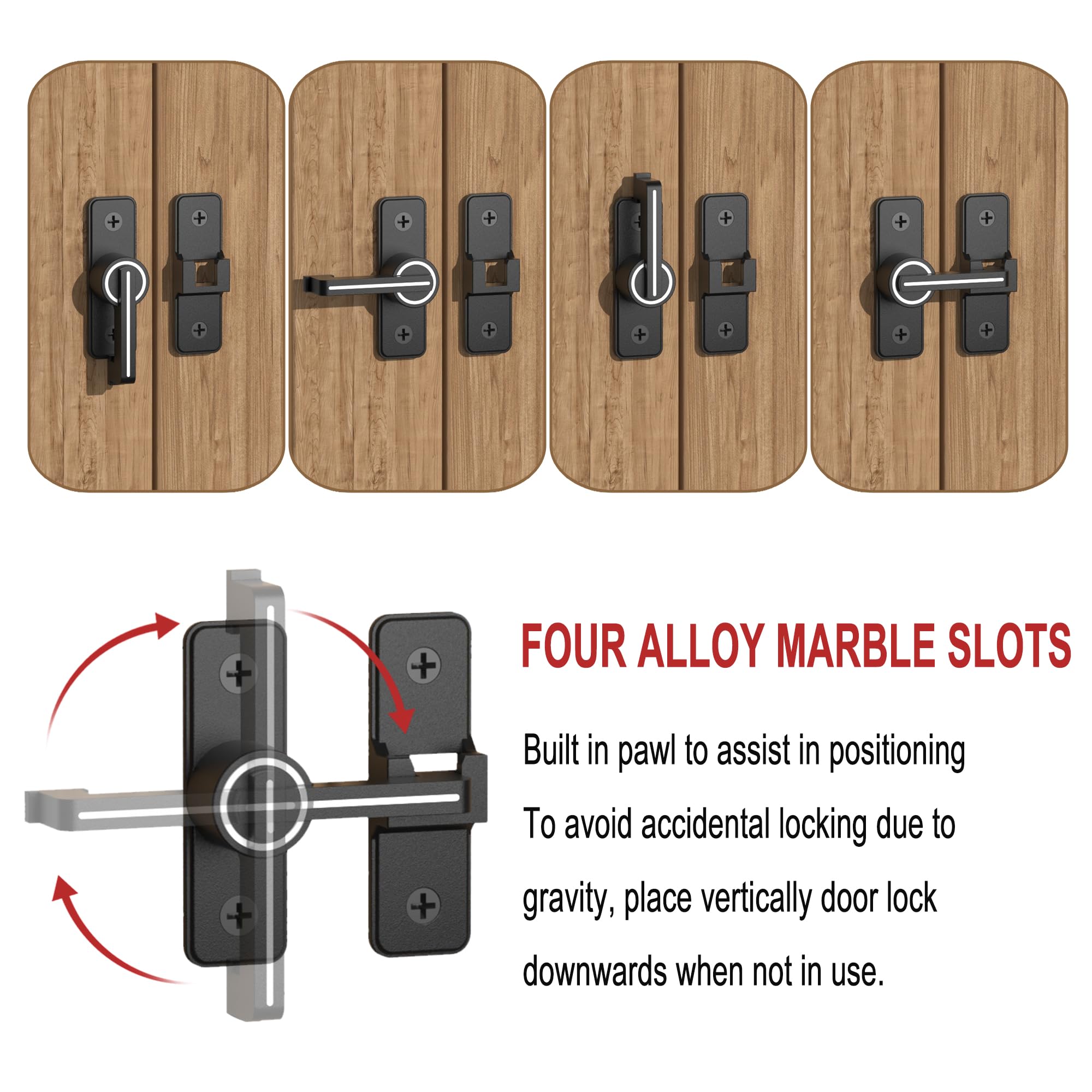 Snapklik.com : Luminous Barn Door Lock Latch, 180 Degree Heavy Duty ...